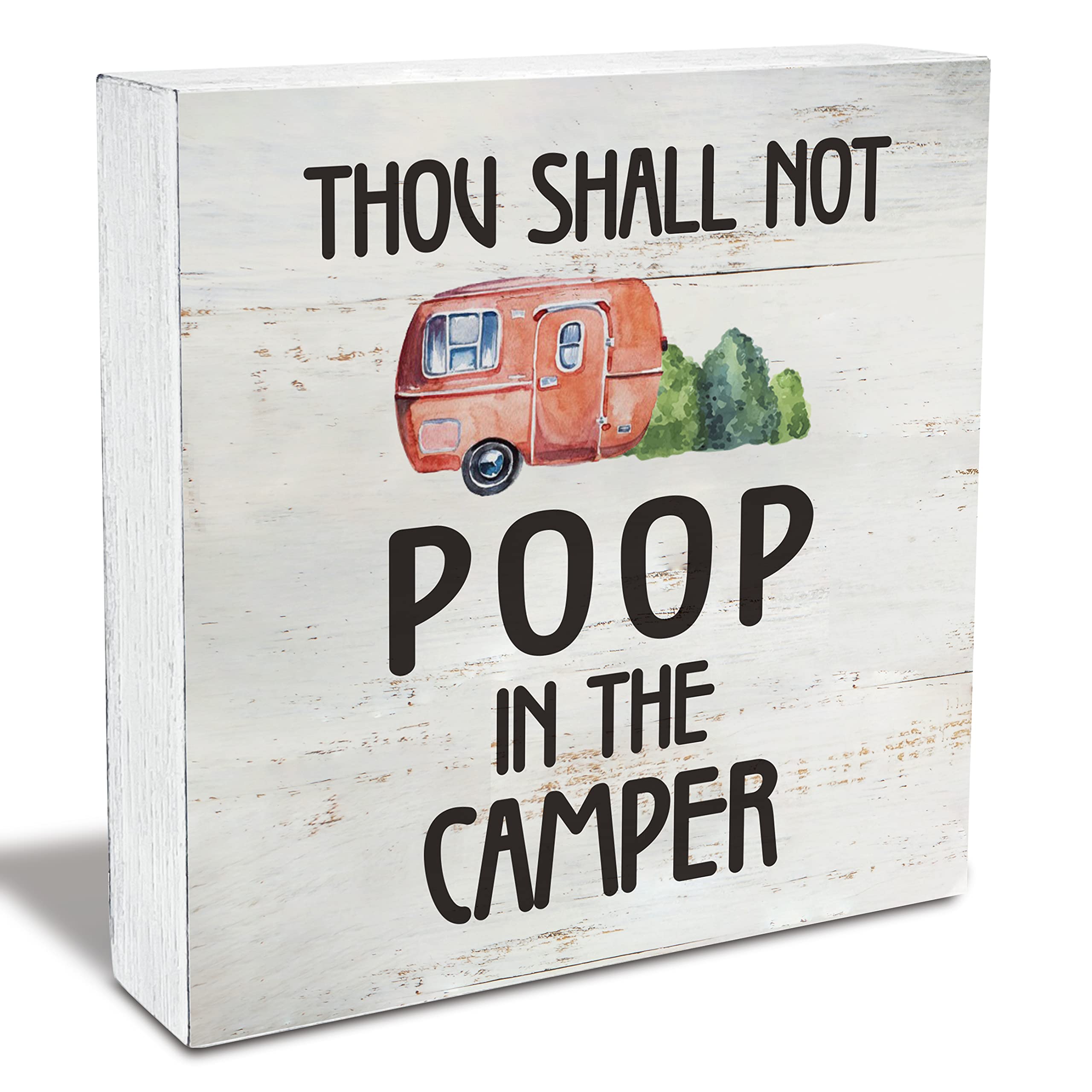 Amazon.com: Thou Shall Not Poop in the Camper Camping Quote Wood Box ...