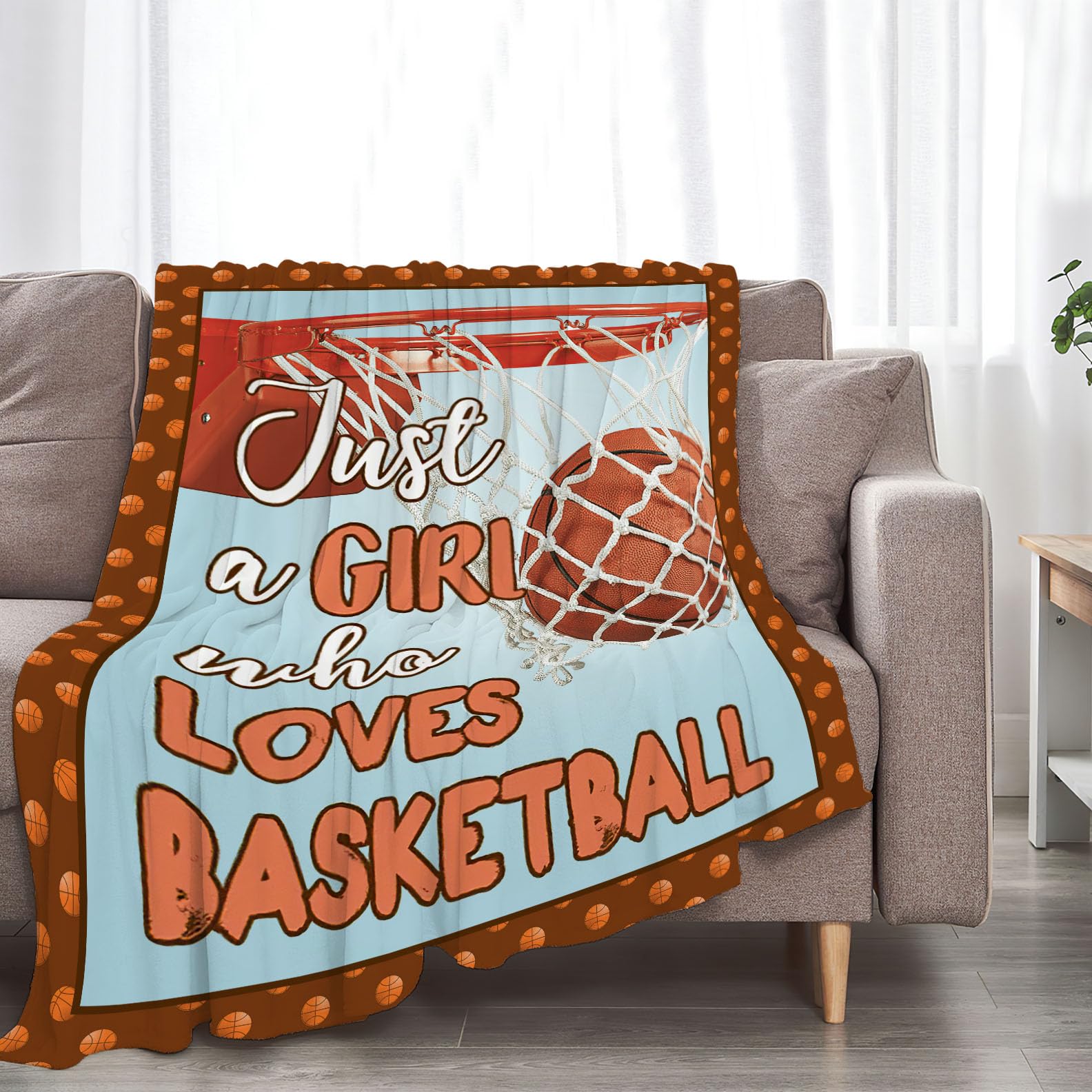 Amazon.com: Basketball Blanket Just A Girl Who Loves Basketball Decor ...