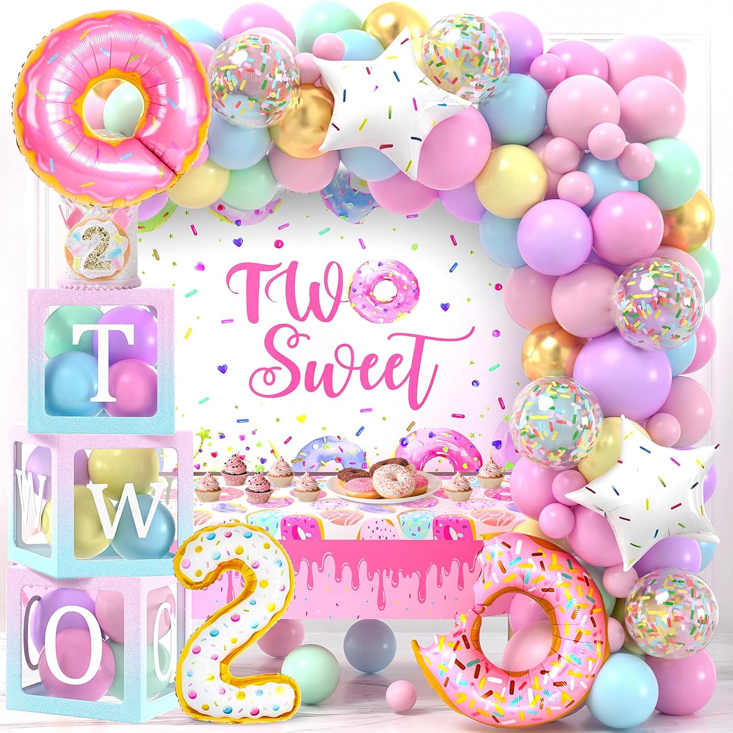 Amazon.com: ESAG Two Sweet Birthday Party Supplies Decorations 2nd ...