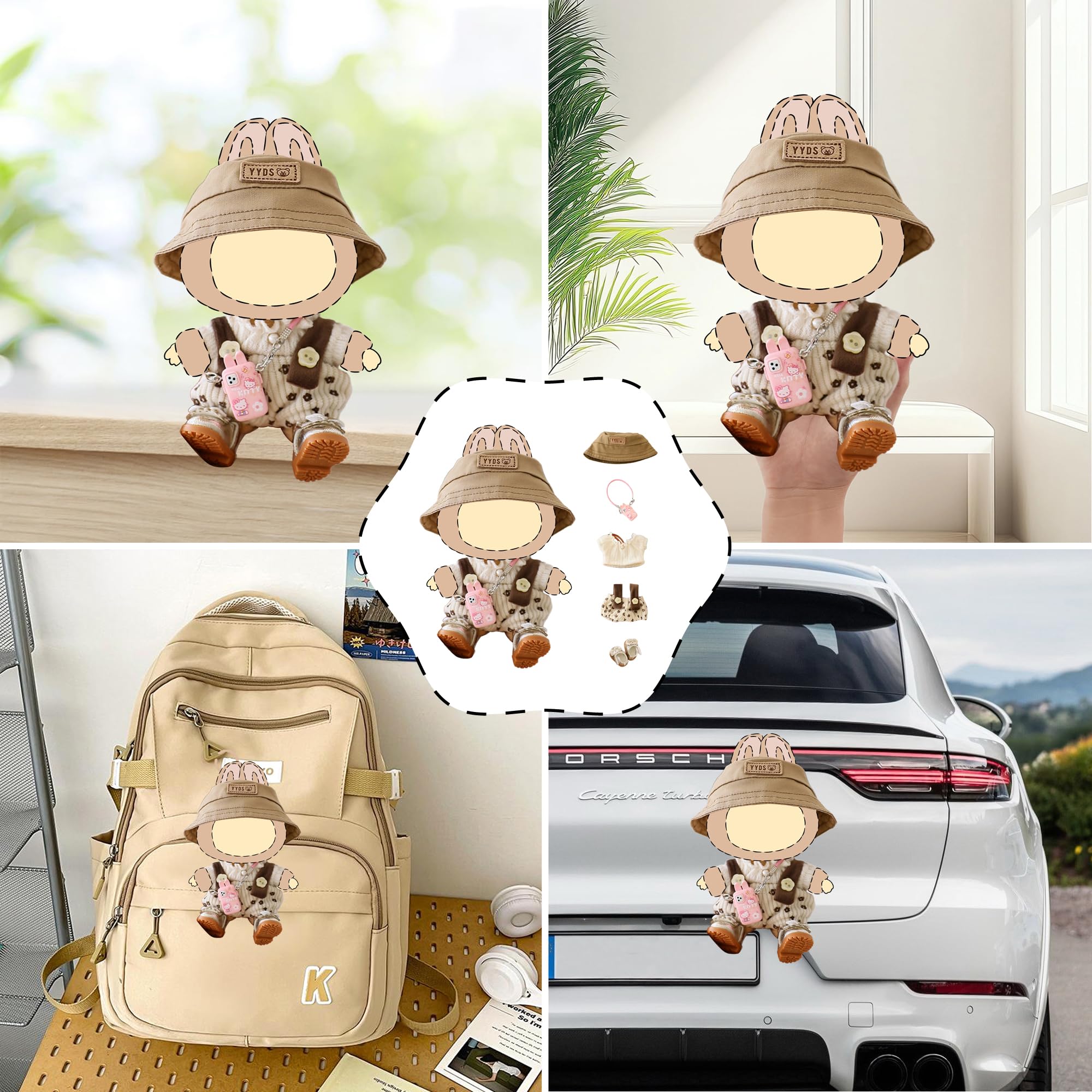 Labubu Clothes For Boys Labubu Doll Clothes Purple Overalls Hat Set 1st ...