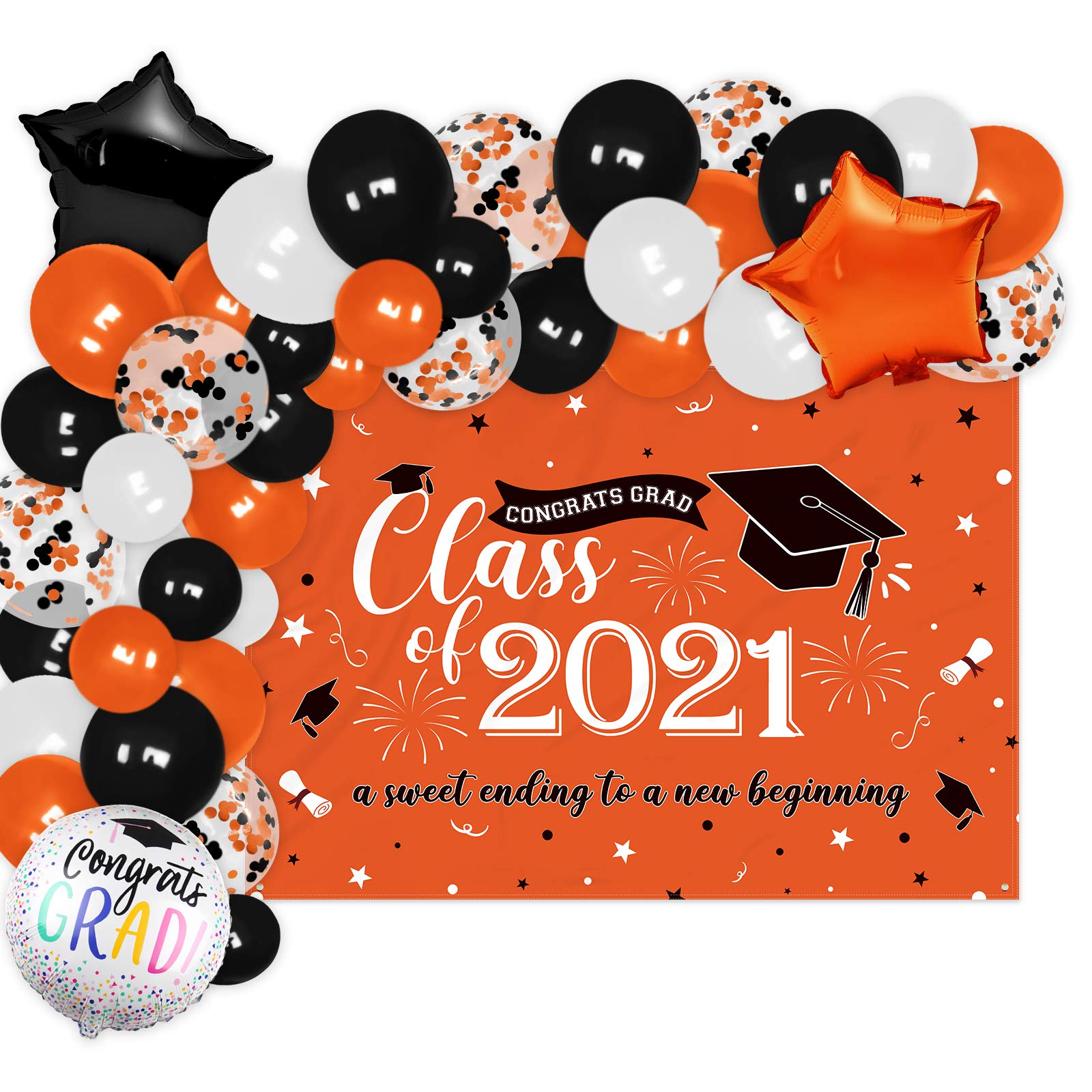Buy Graduation Backdrop Banner And Balloons Garland Orange Class Of buy-graduation-backdrop-banner-and-balloons-garland-orange-class-of