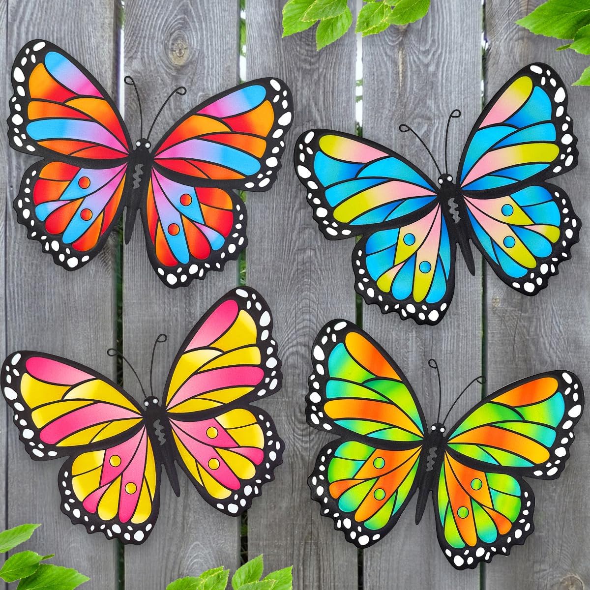 Amazon.com: EOORAU 4 Pack Metal Butterfly Fence Decor, 9.8inch Outdoor ...