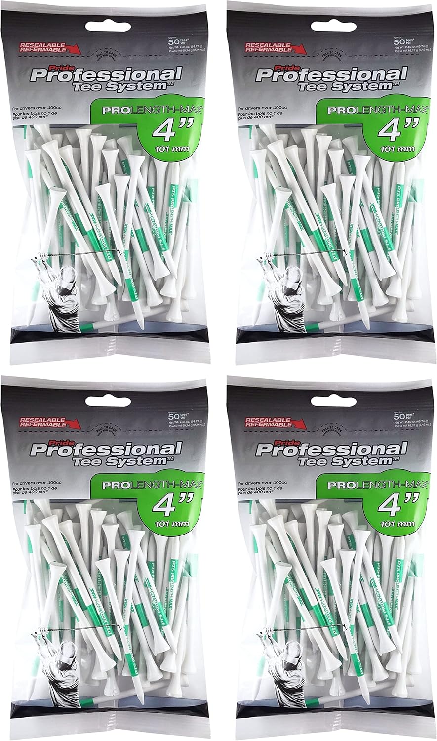 Amazon.com : PRIDE PROFESSIONAL TEE SYSTEM PROLENGTH MAX 4" WHITE GOLF ...