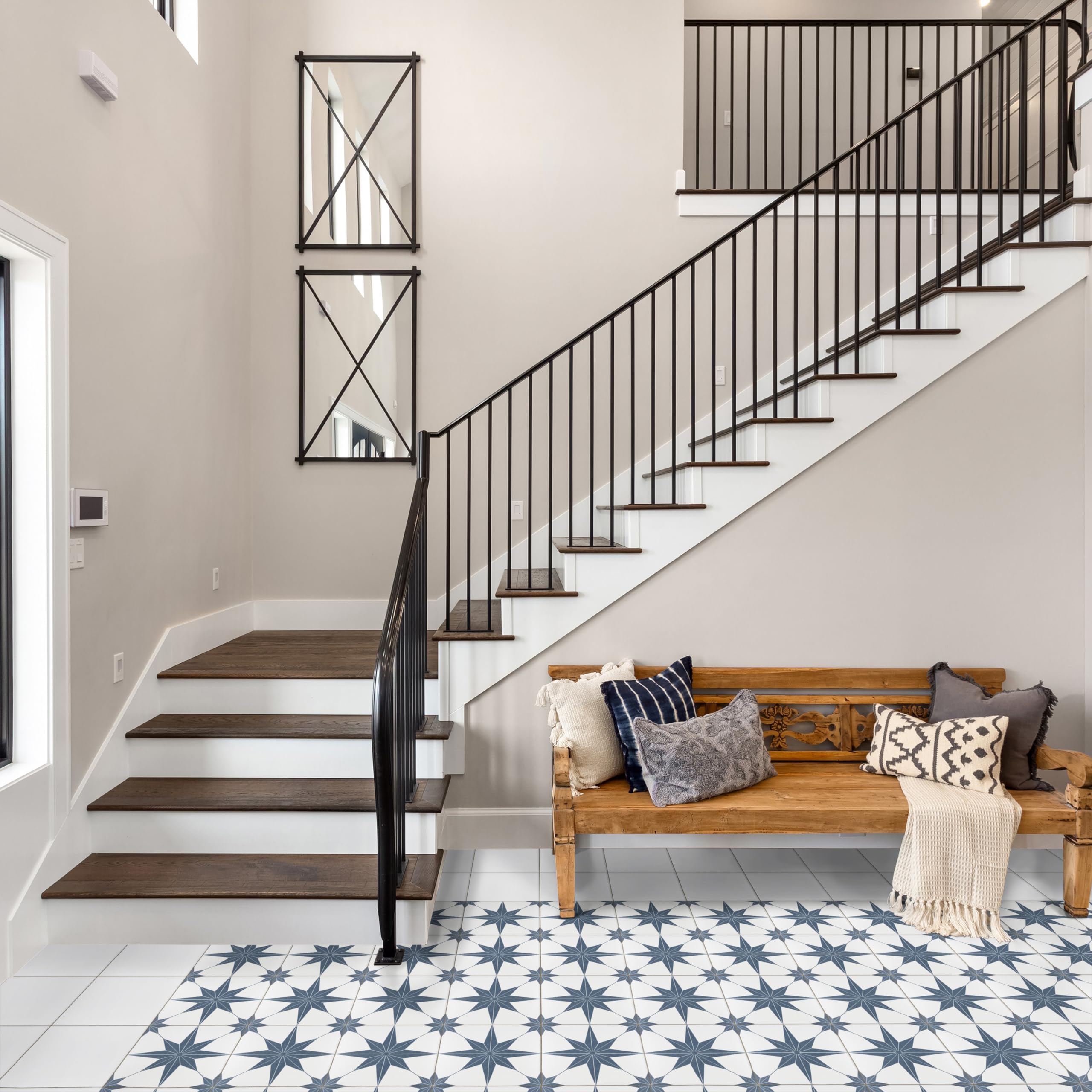 Merola Tile Stella Azul 9-3/4" x 9-3/4" Porcelain Floor and Wall Tile ...