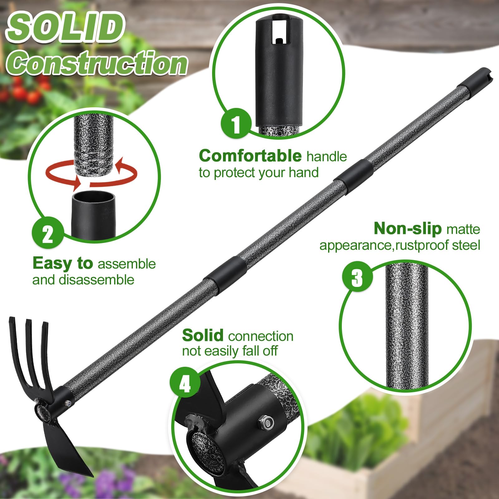 Snapklik.com : Garden Hoe Cultivator Combo Tool, 45" Long Handle ...
