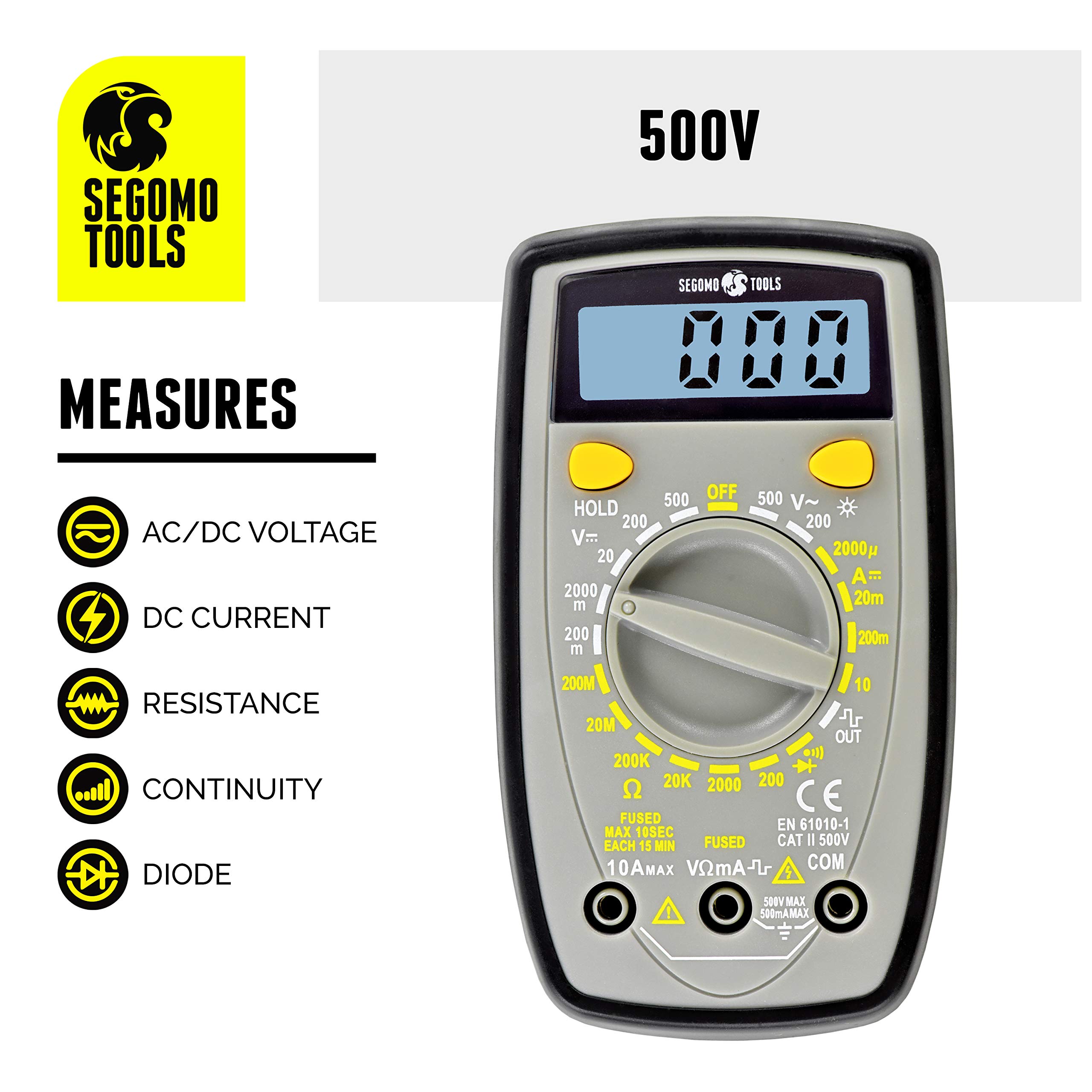 Snapklik.com : 500 Volt Multimeter - Amp & Diode Voltage, Resistance ...