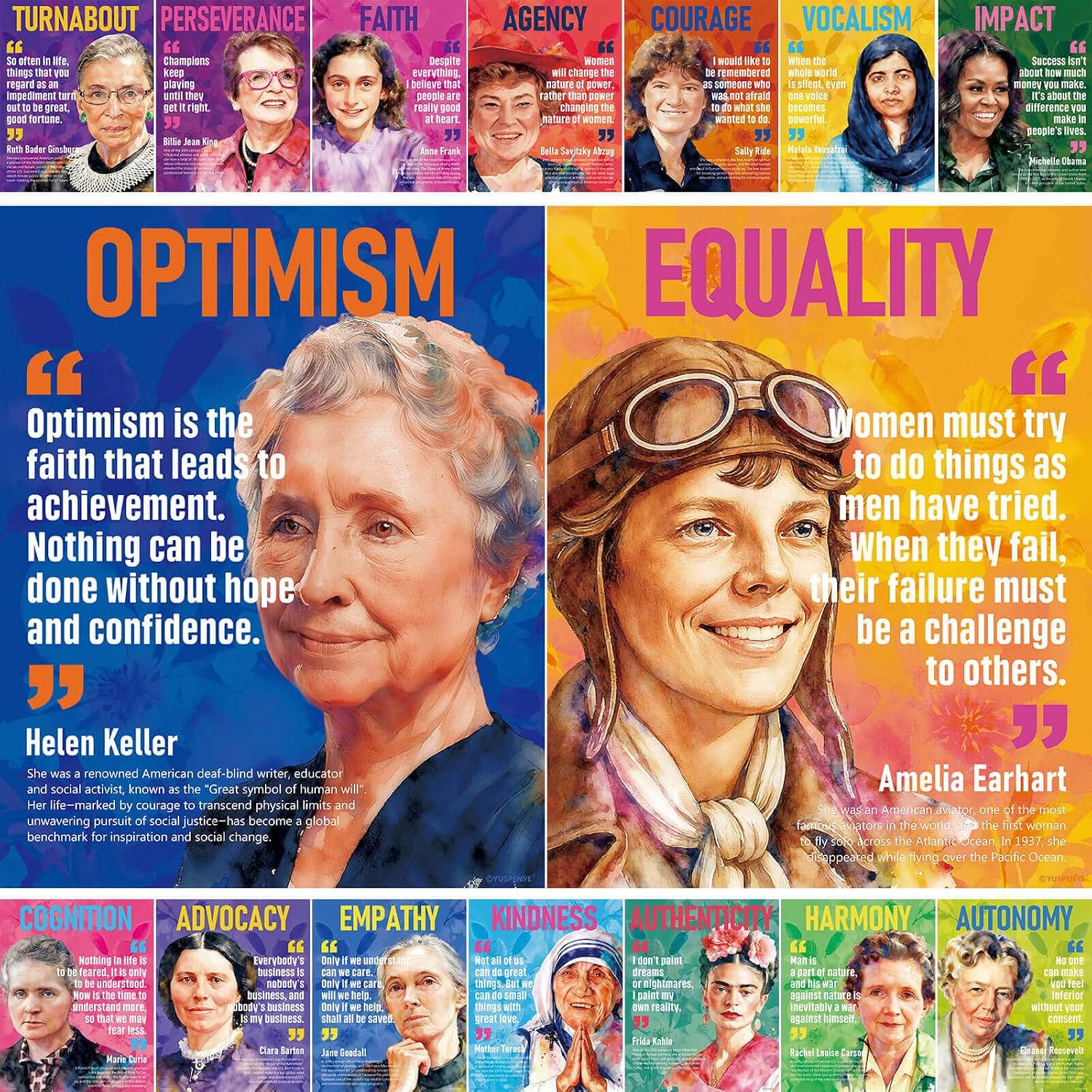 Amazon.com: 16-Pack Women History Month Posters for Classroom, 11x14in ...