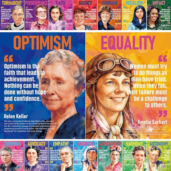 Amazon.com: 16-Pack Women History Month Posters for Classroom, 11x14in ...