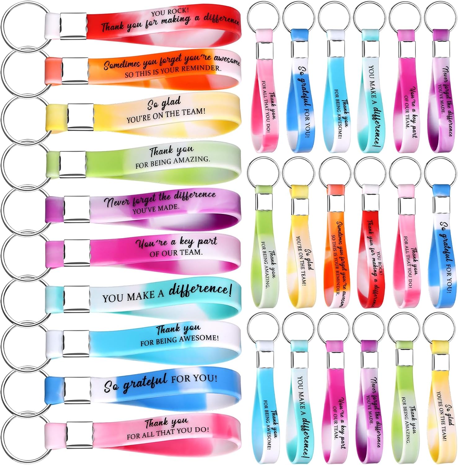 30 Pcs Thank You Keychain Bulk Employee Appreciation Gift Motivational ...