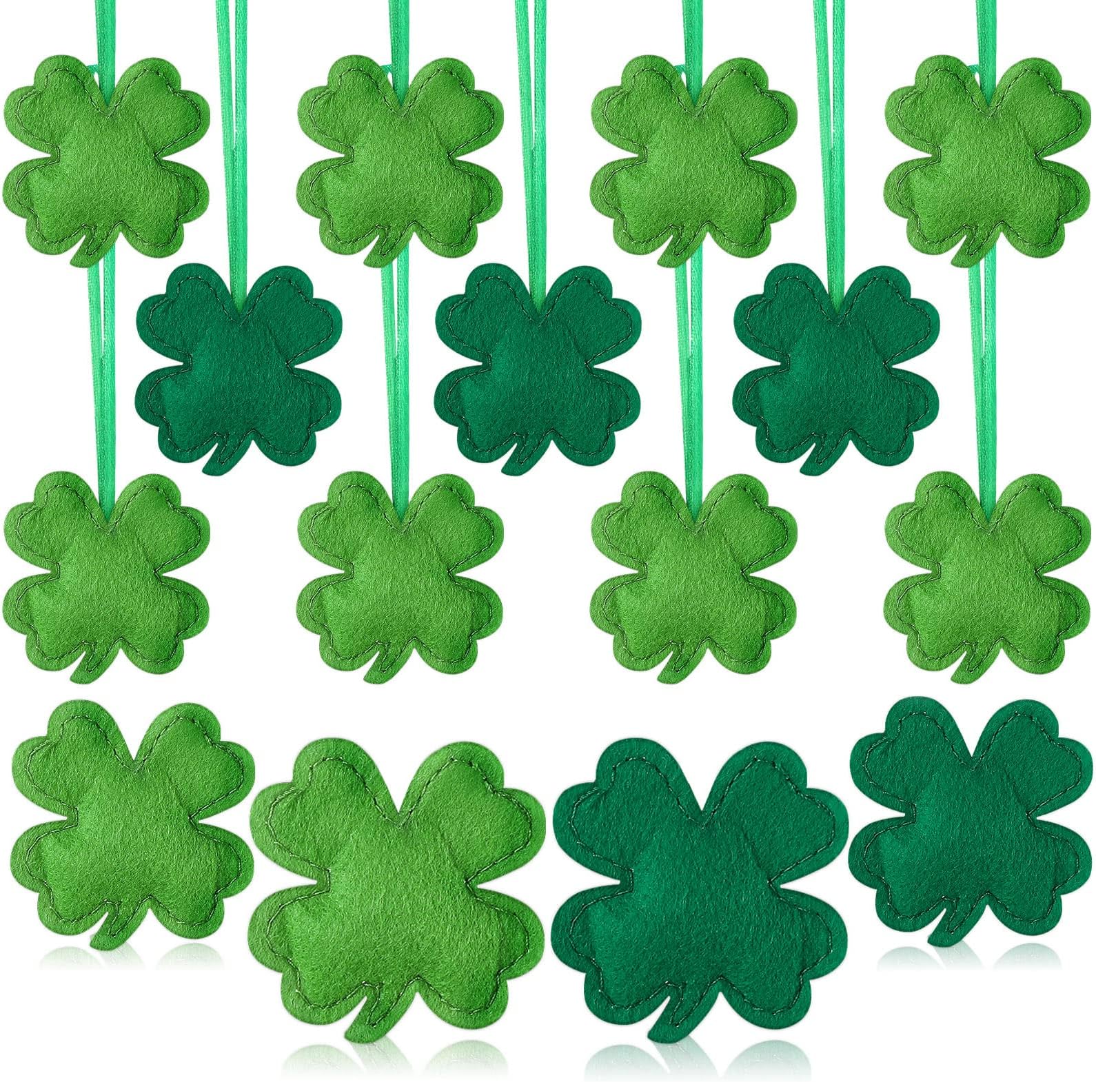 Amazon.com: 24 Pieces Shamrocks Ornaments Shamrock Tree Green Ornaments ...