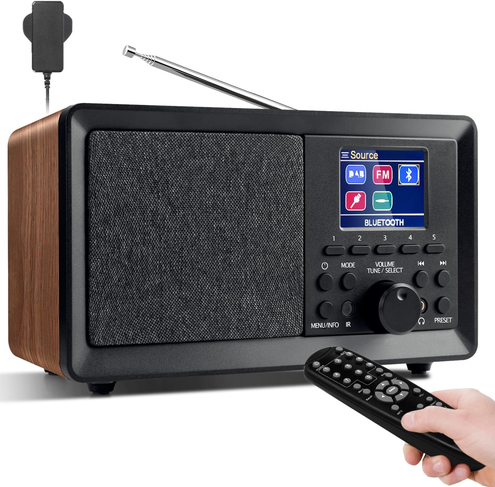 Denver DAB-18 Vintage Style Stereo DAB/DAB+ & FM Radio – Real Wood ...