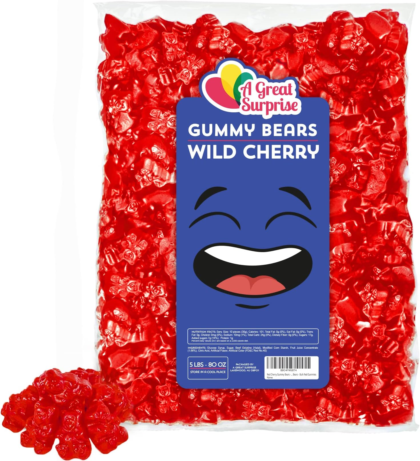 Amazon.com: Red Cherry Gummy Bears - Red Candy for Candy Buffet - 5 lb ...