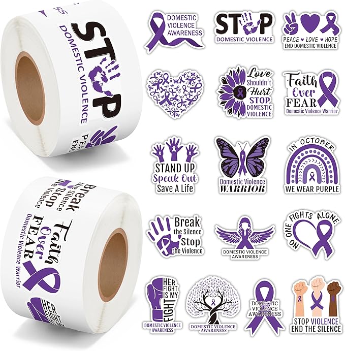 Amazon.com: BeYumi Domestic Violence Awareness Stickers - 1000Pcs ...