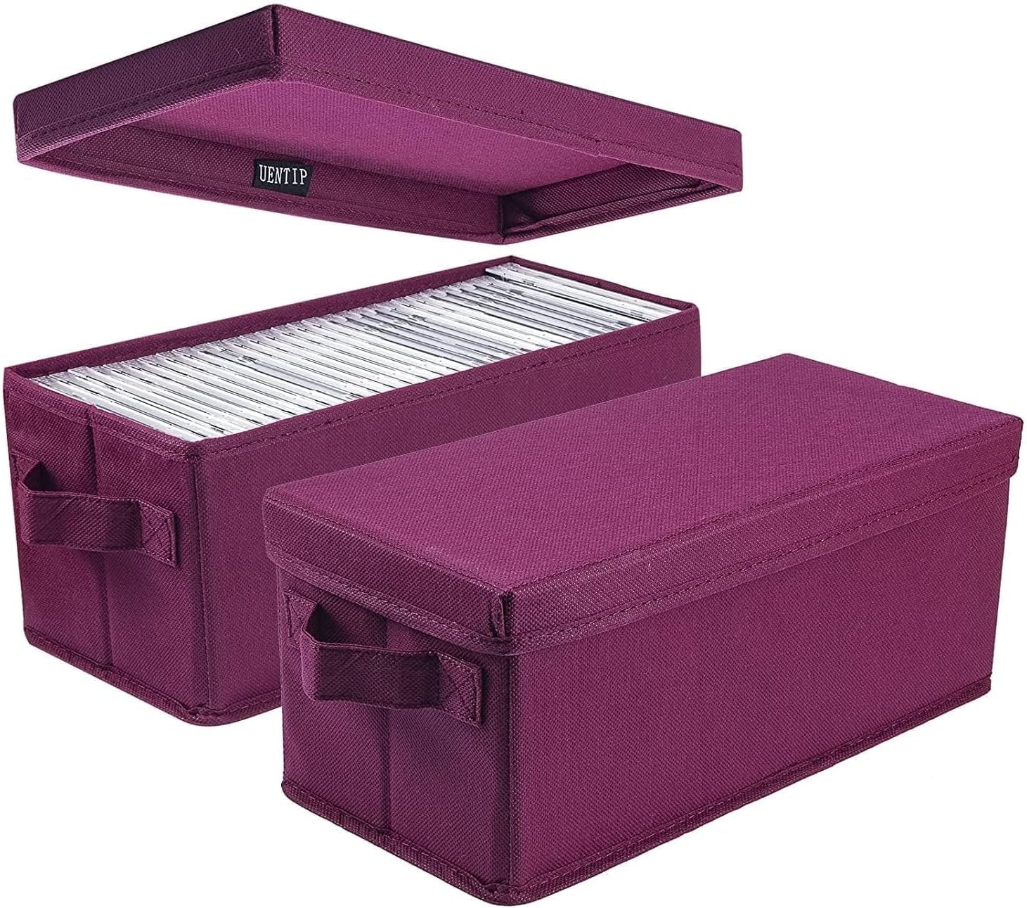 UENTIP CD Storage Boxes - Pack of 2 CD Case Storage- 13.2" x 5.9" x 5.3 ...