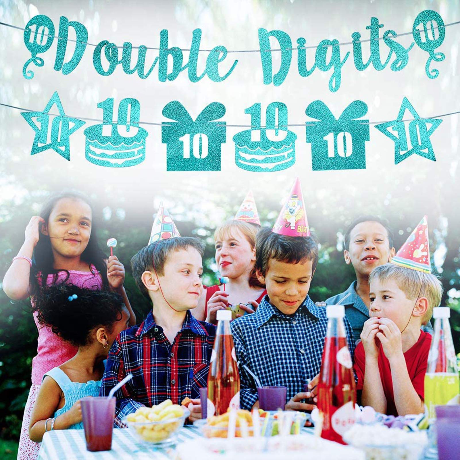 Excelloon Double Digits Banner 10th Birthday Decorations - Green ...