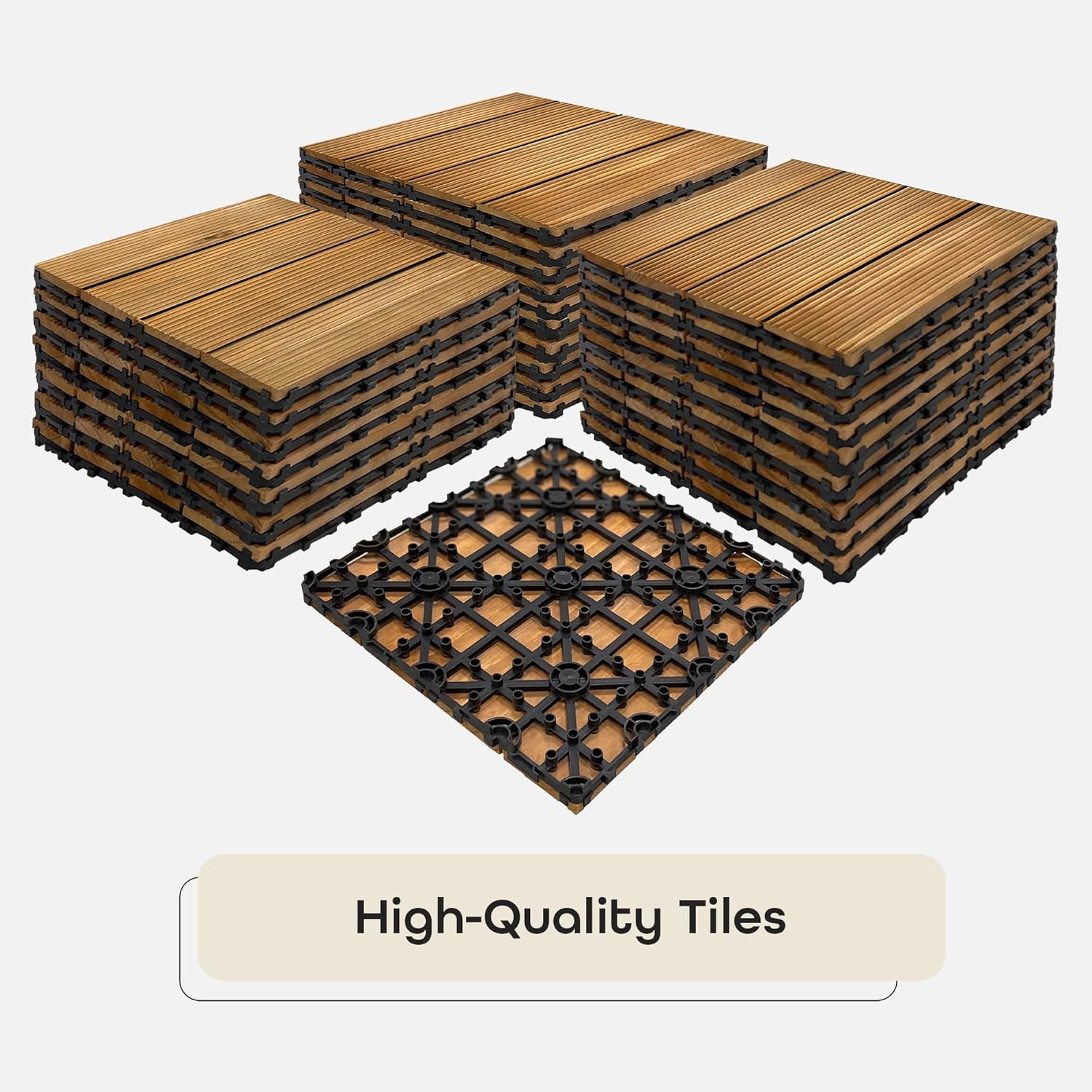 OutdoorZ Interlocking 12-Inch Deck Tiles, 27 Tiles - 12 x 12, Plank ...