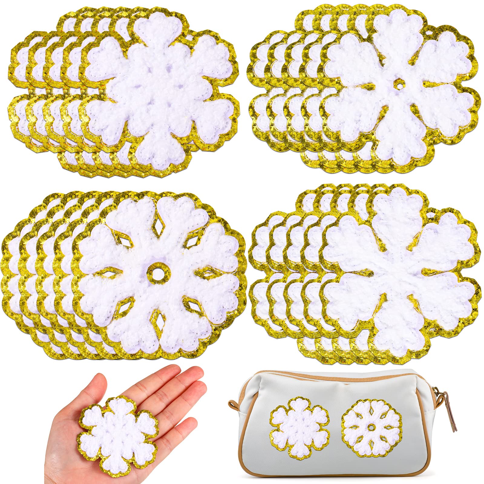 Amazon.com: 20 PCS Snowflake Patches Christmas Patches Iron On Chenille Patch Varsity Patches ...