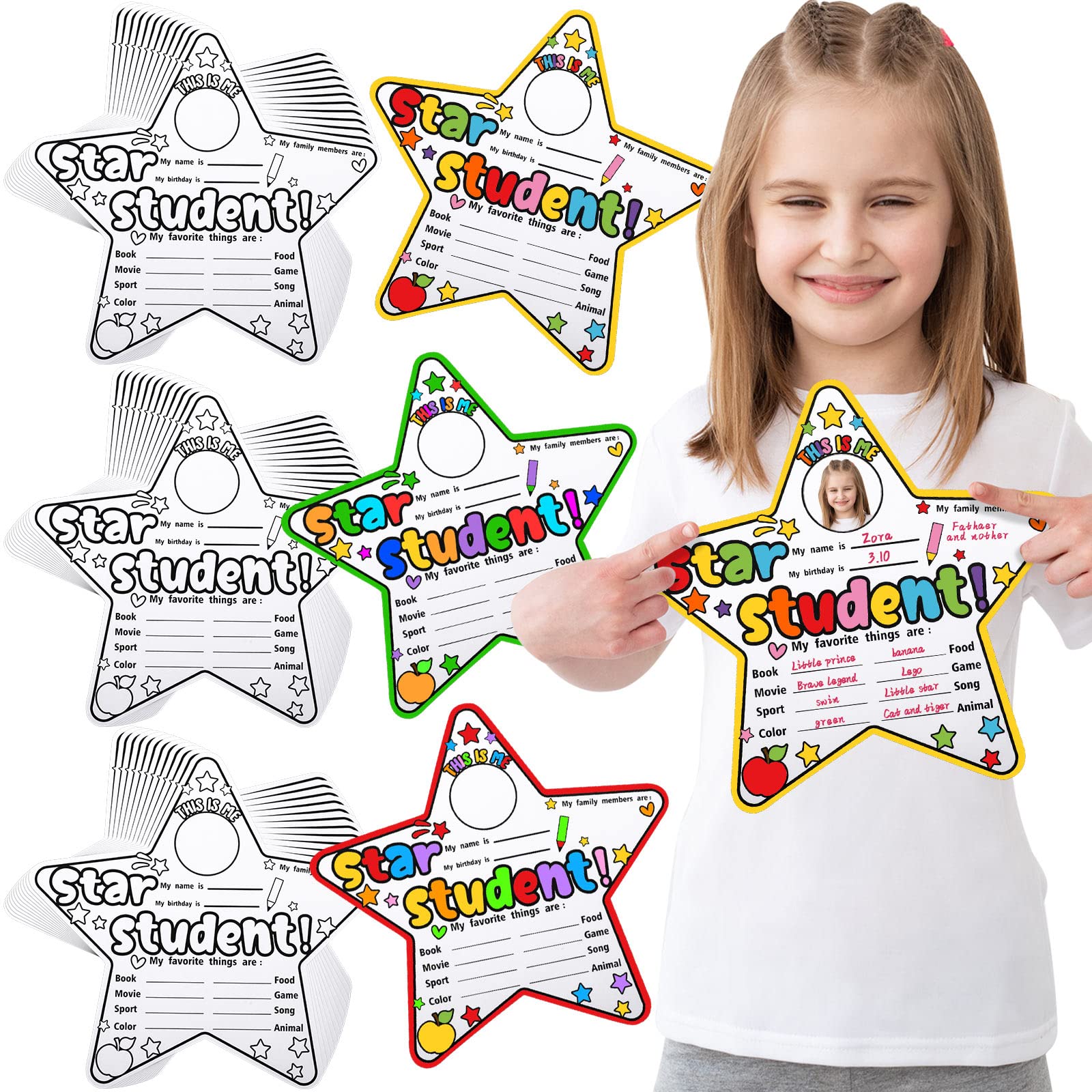 Snapklik.com : 48 Pcs Color Your Own Star Student Poster DIY Craft ...