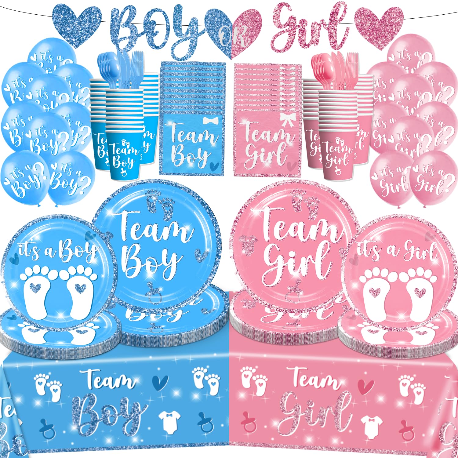 Amazon.com: Boy or Girl Gender Reveal Decorations, 192 Pcs Gender ...
