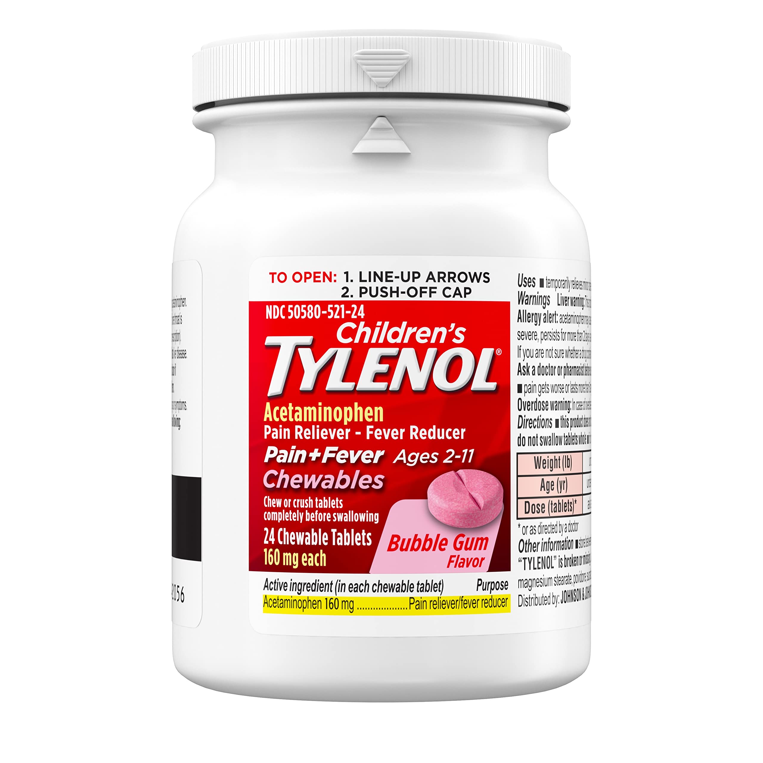 Tylenol Children's Chewables Acetaminophen - Bubble Gum Flavor - 24ct ...