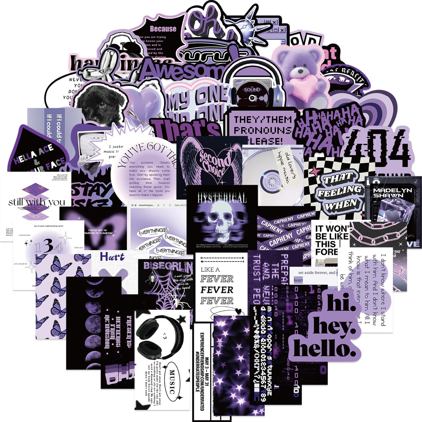 Amazon.com: 50Pcs Lavender Stickers Pack, Purple Aesthetic Stickers for ...