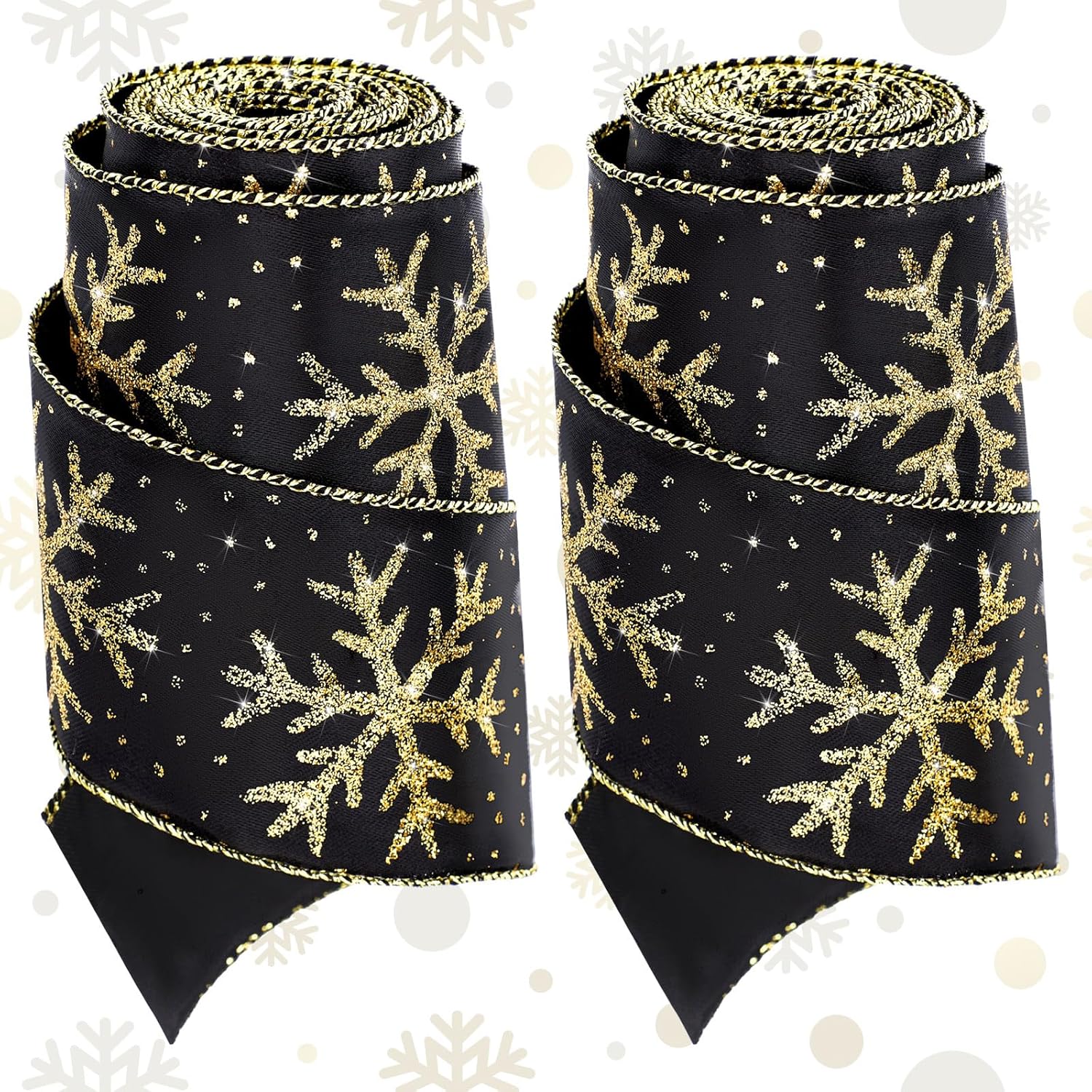 Amazon.com: Xinnun Christmas Snowflake Wired Ribbon 2.5 Inches 2 Rolls ...