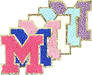 Amazon.com: 6Pcs Self Adhesive Chenille Letter Patches Iron on Varsity ...