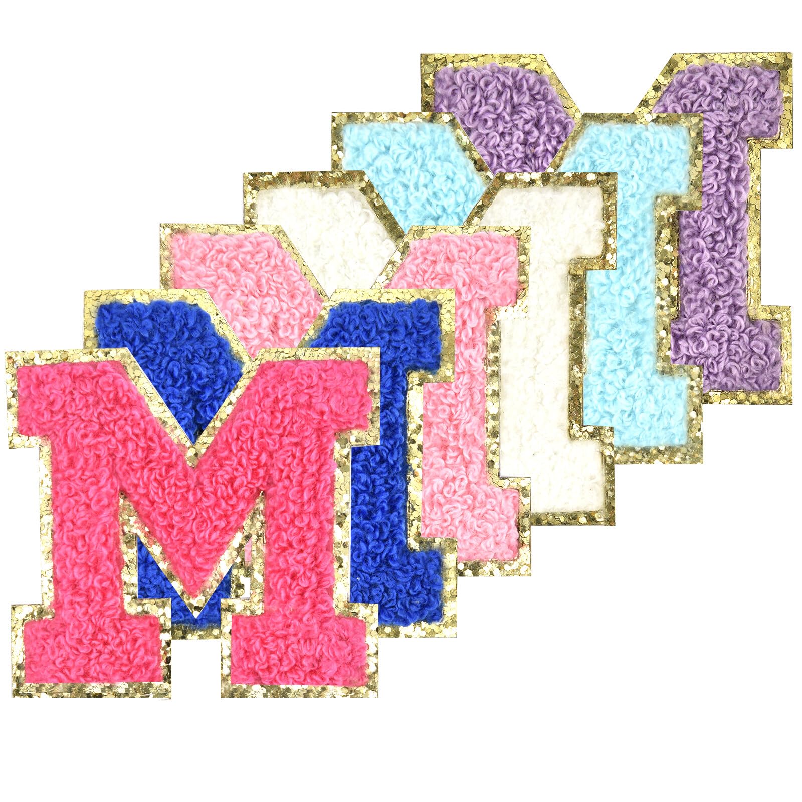 Amazon.com: 6Pcs Self Adhesive Chenille Letter Patches Iron on Varsity ...