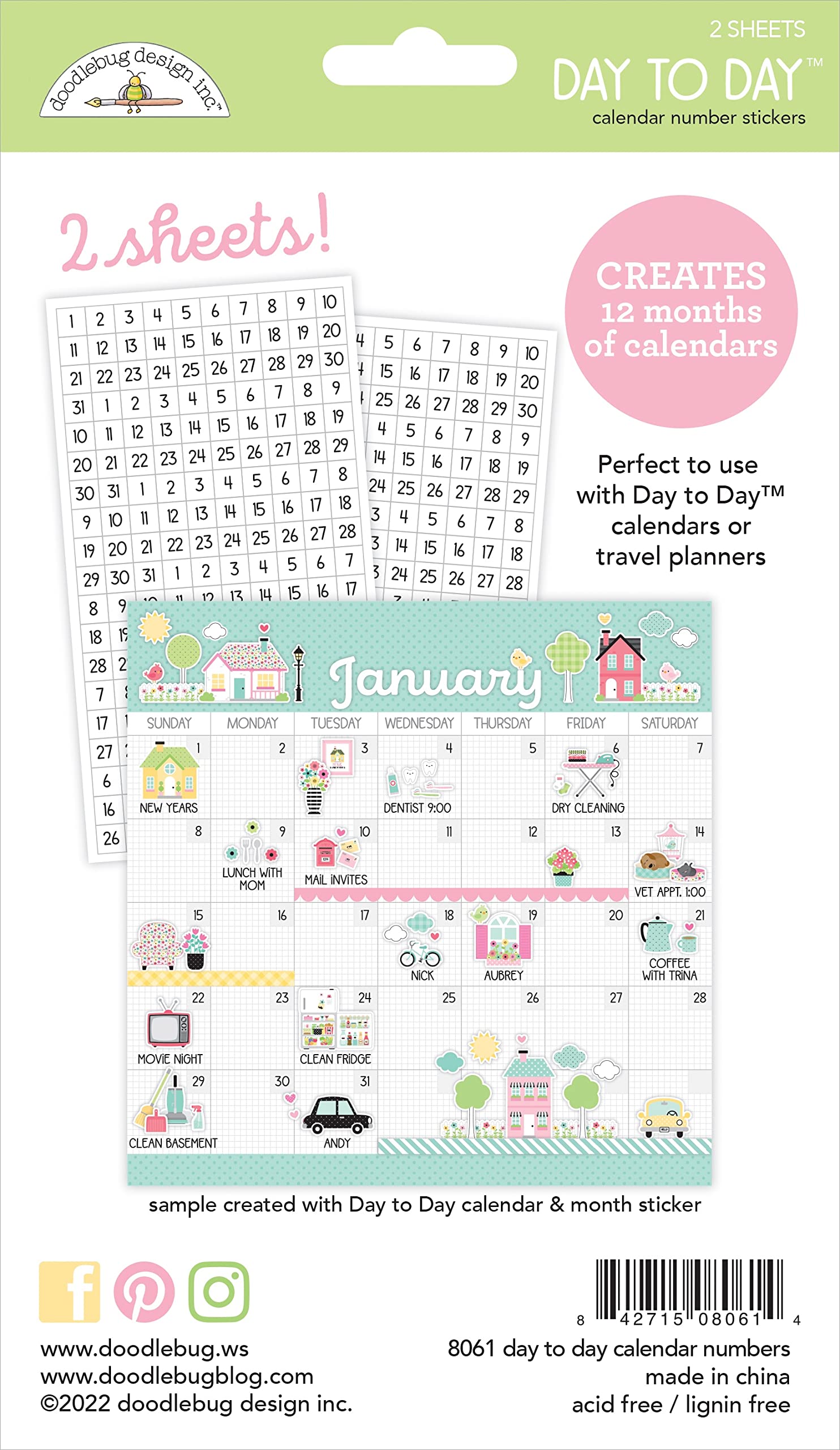 Amazon.com: Day to Day Calendar Numbers Clear Stickers - 12 Months ...