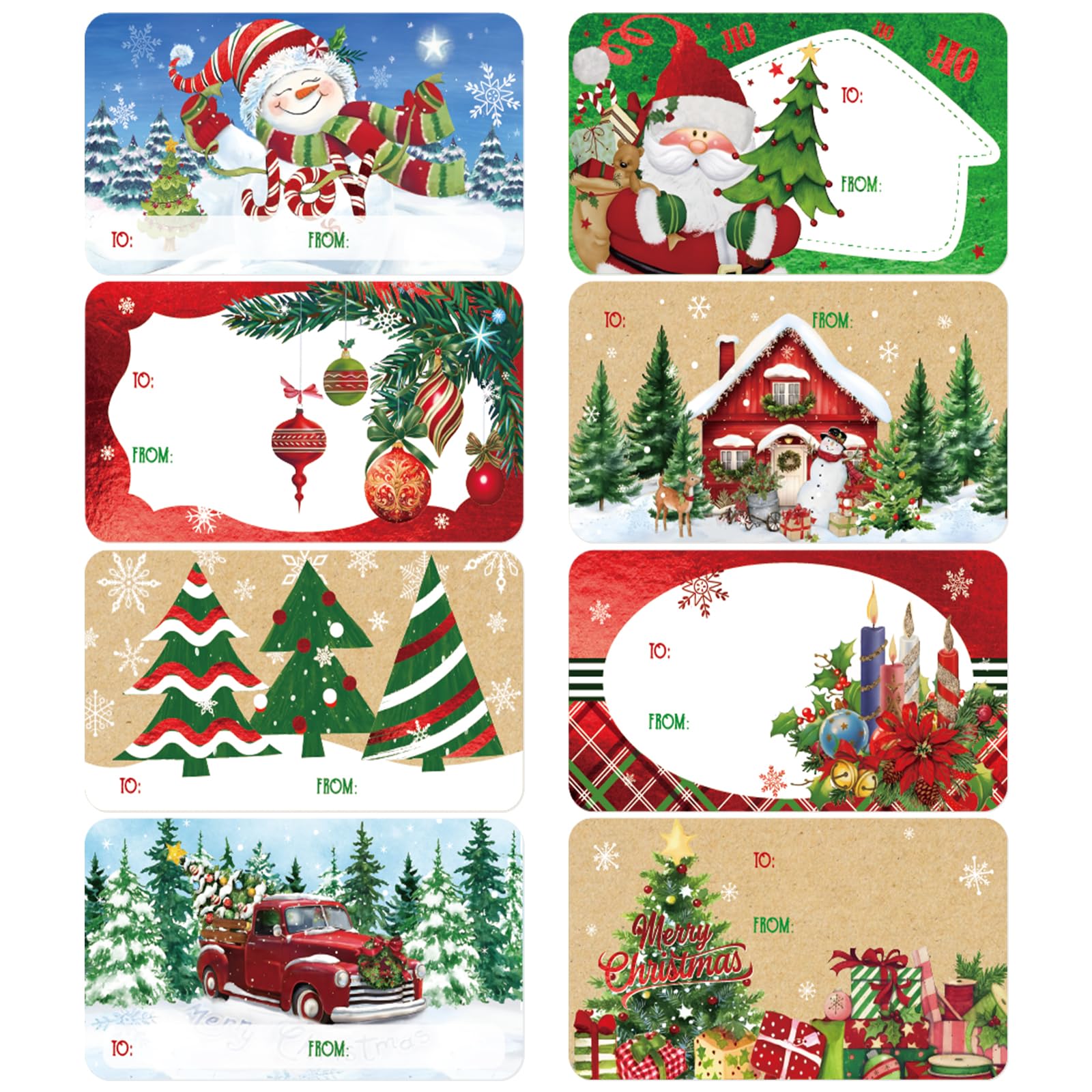 Amazon.com : 120Pcs Foil Christmas Stickers Labels,8 Style Christmas ...