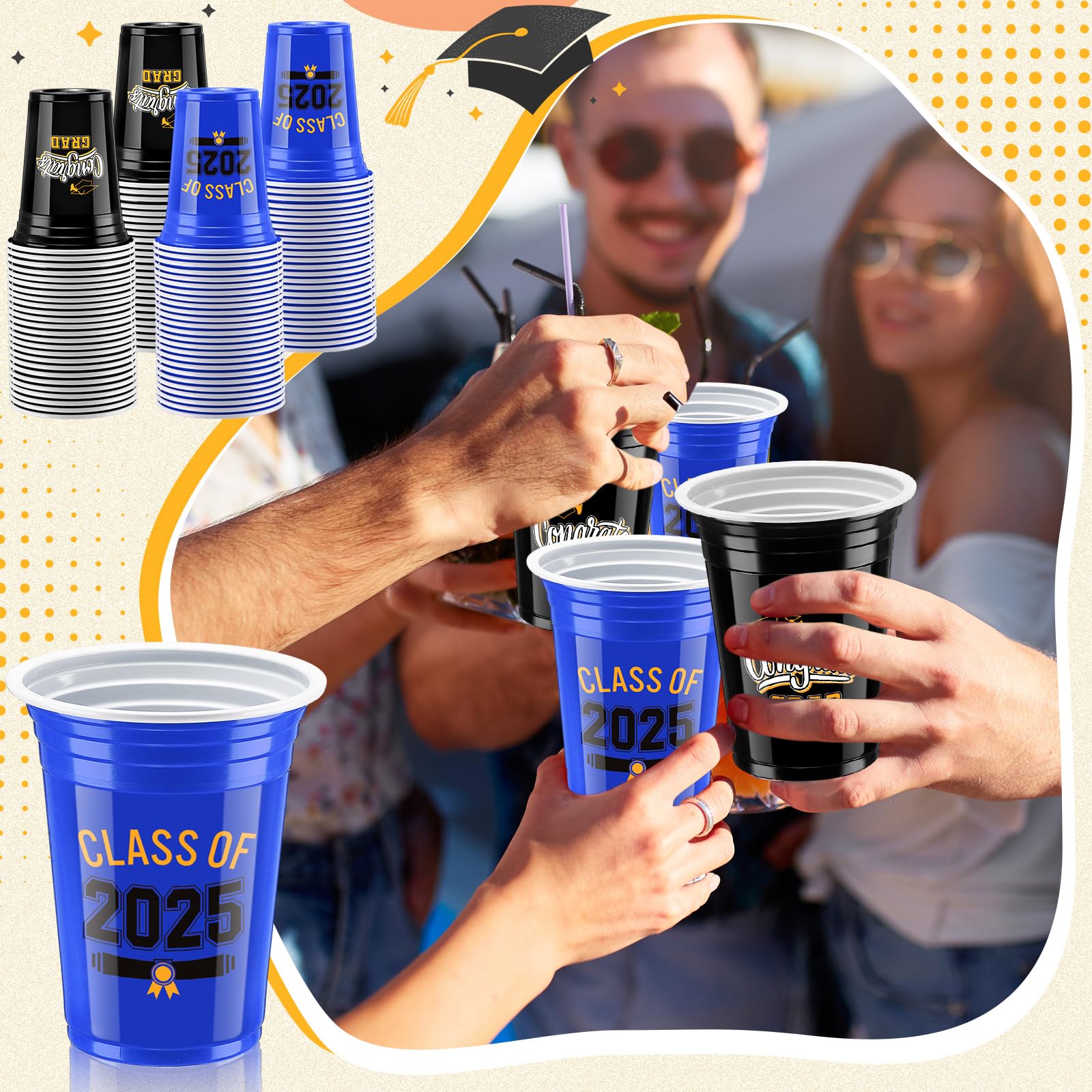 Snapklik.com : Sliner 60 Pieces Plastic Graduation Cups, 12oz ...