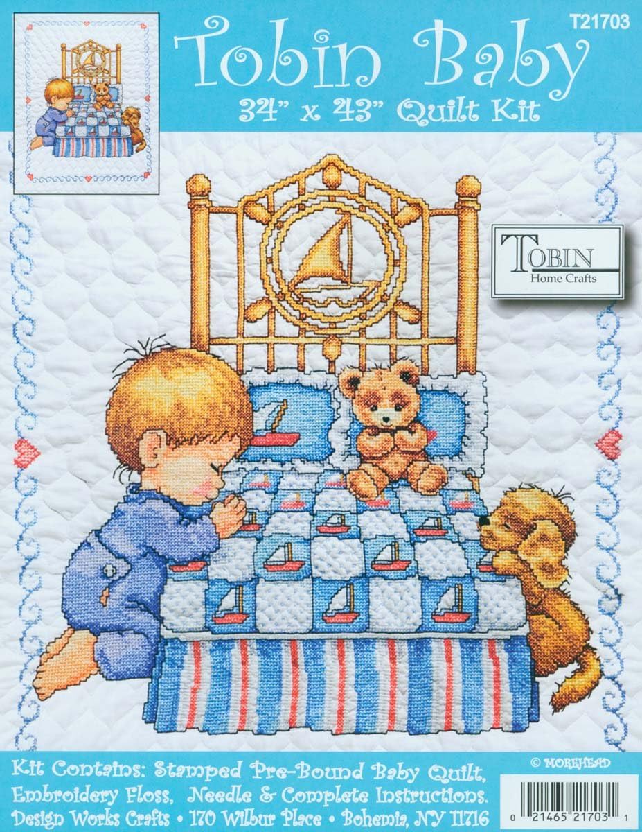 Amazon.com: Tobin Baby 34 Inch x43 Inch Stamped Cross Stitch Quilt ...