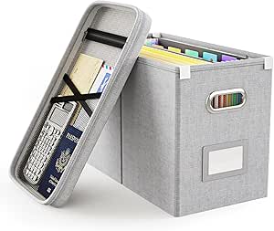 Amazon.com: Oterri File Organizer Box with Lid, Hanging Filing File Box ...