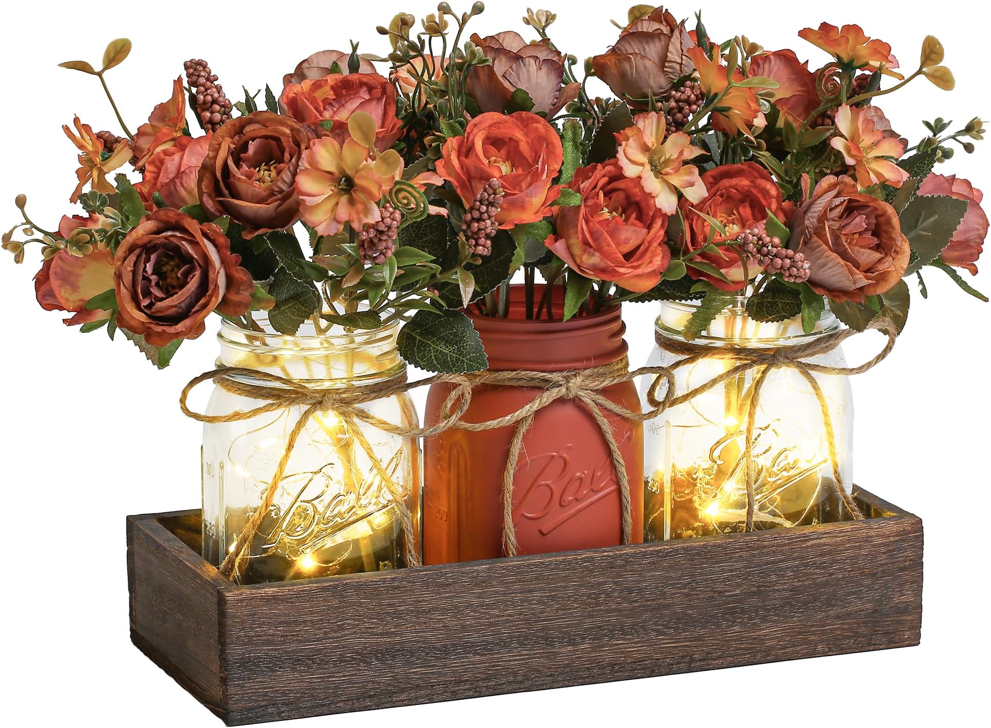 Amazon.com: KIVIVO Mason Jar Fall Thanksgiving Centerpieces for Tables ...