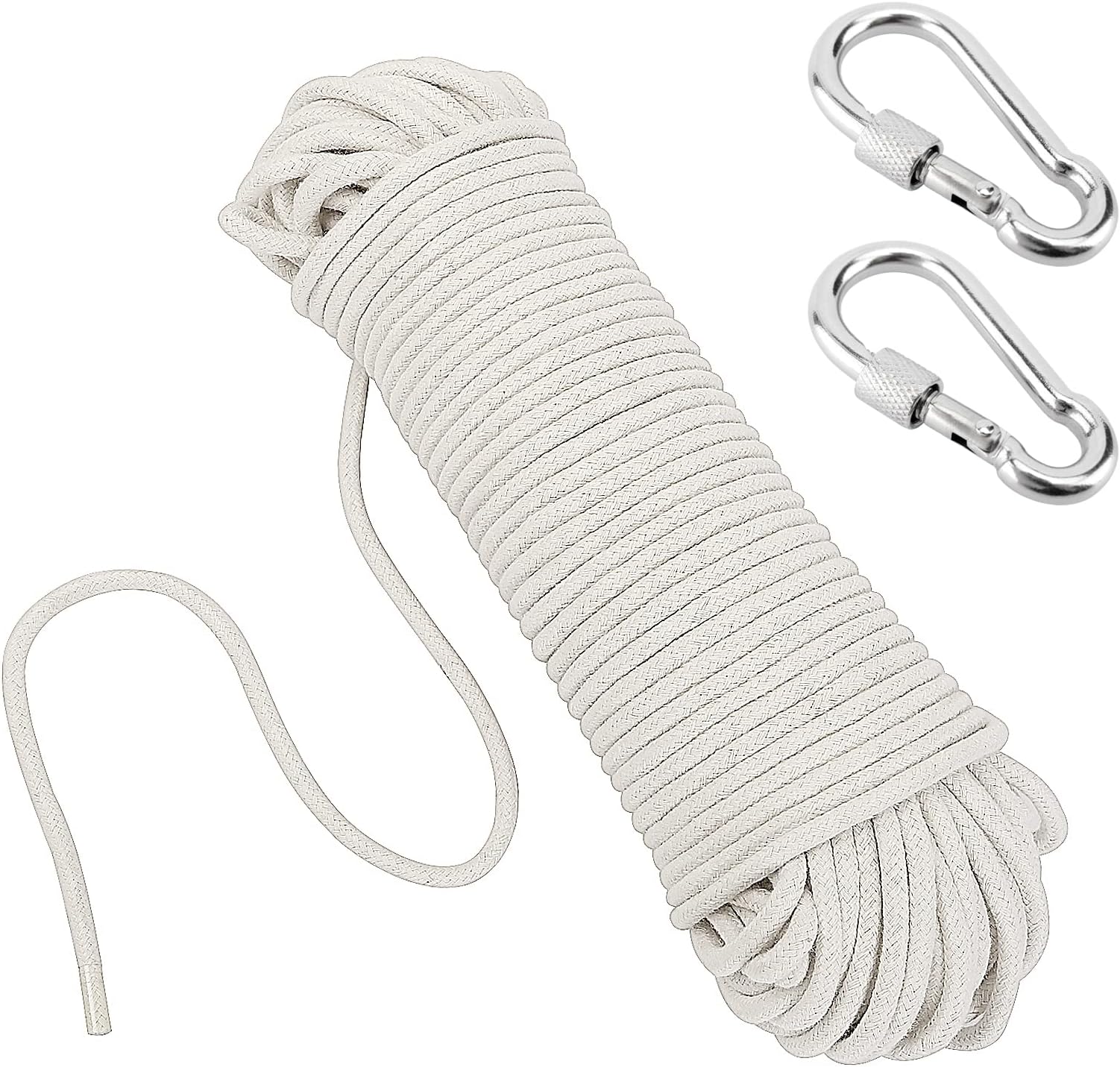 Amazon.com: KEILEOHO 1/4 Inch Natural Cotton Rope, 328 FT Length White ...