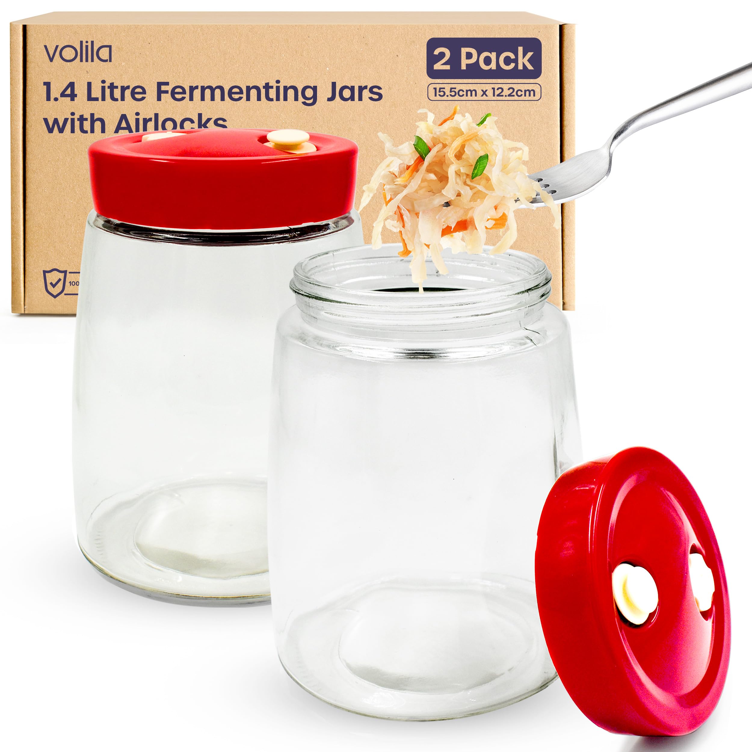 volila Fermentation Jars - 1.4 Litre Fermenting Jar with Airlock - 2 ...