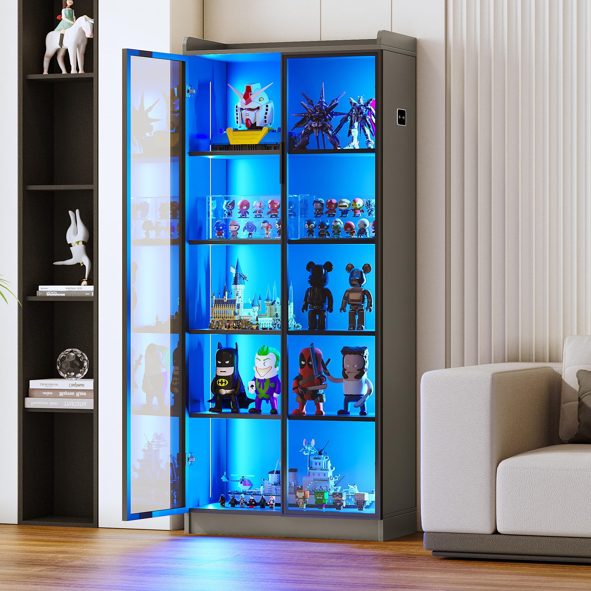 Amazon.com: MDGC 65" Display Cabinet with Acrylic Glass Door, LED ...