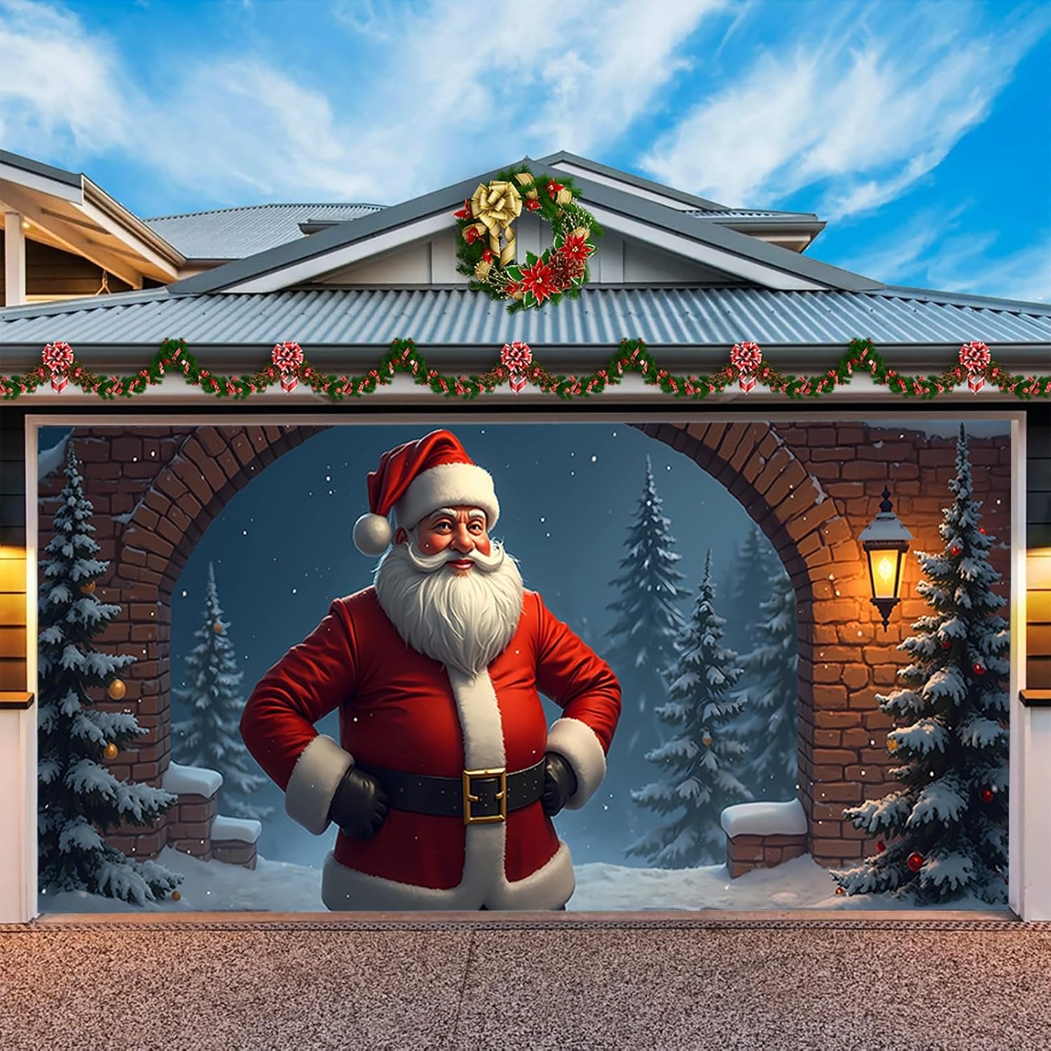 Amazon.com: Christmas Garage Door Cover Decorations, Garage Christmas ...