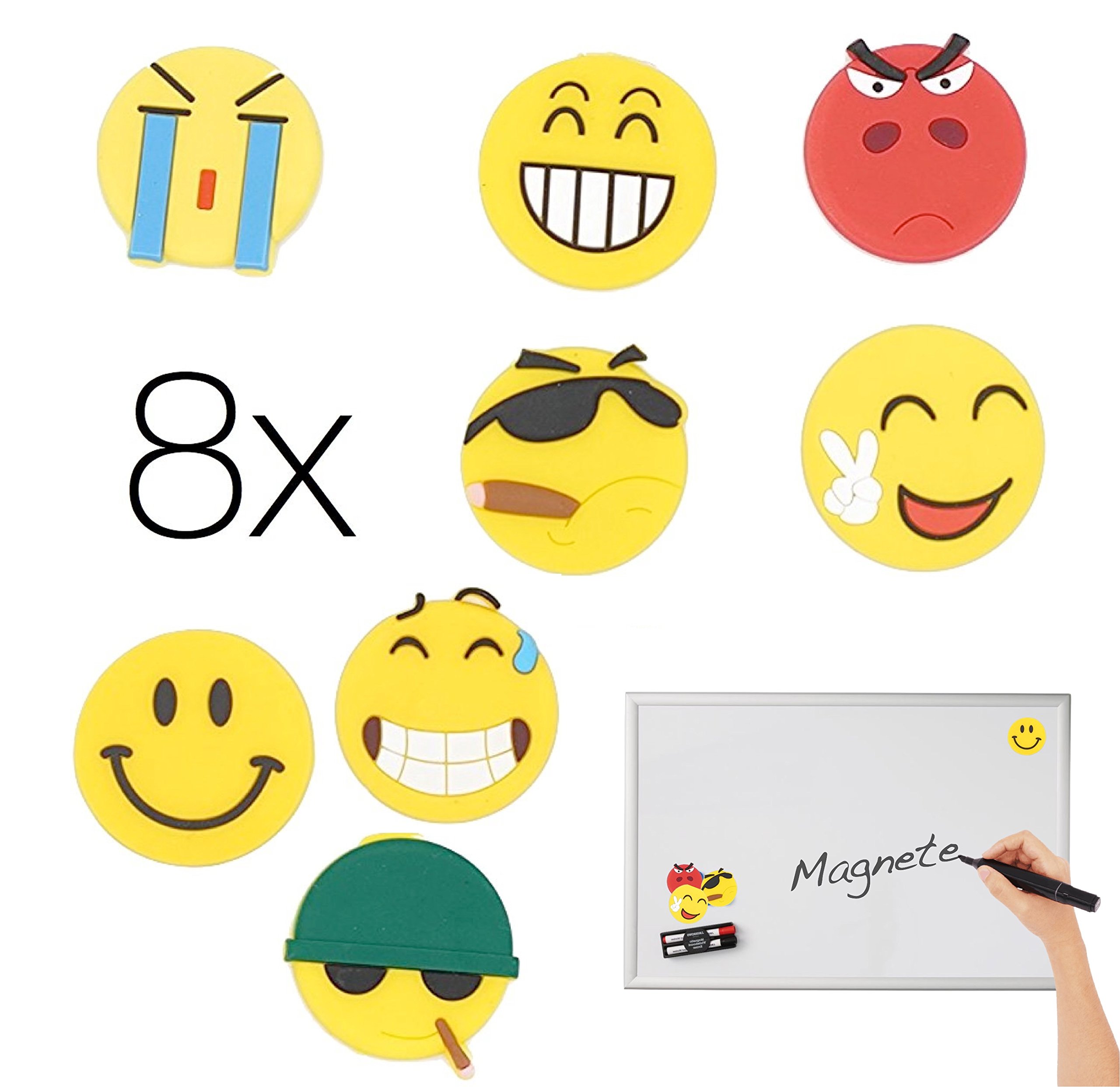 Buy 8x Magnets (Smiley, Emoticons, Whatsapp, Emoji) Memoboard ...