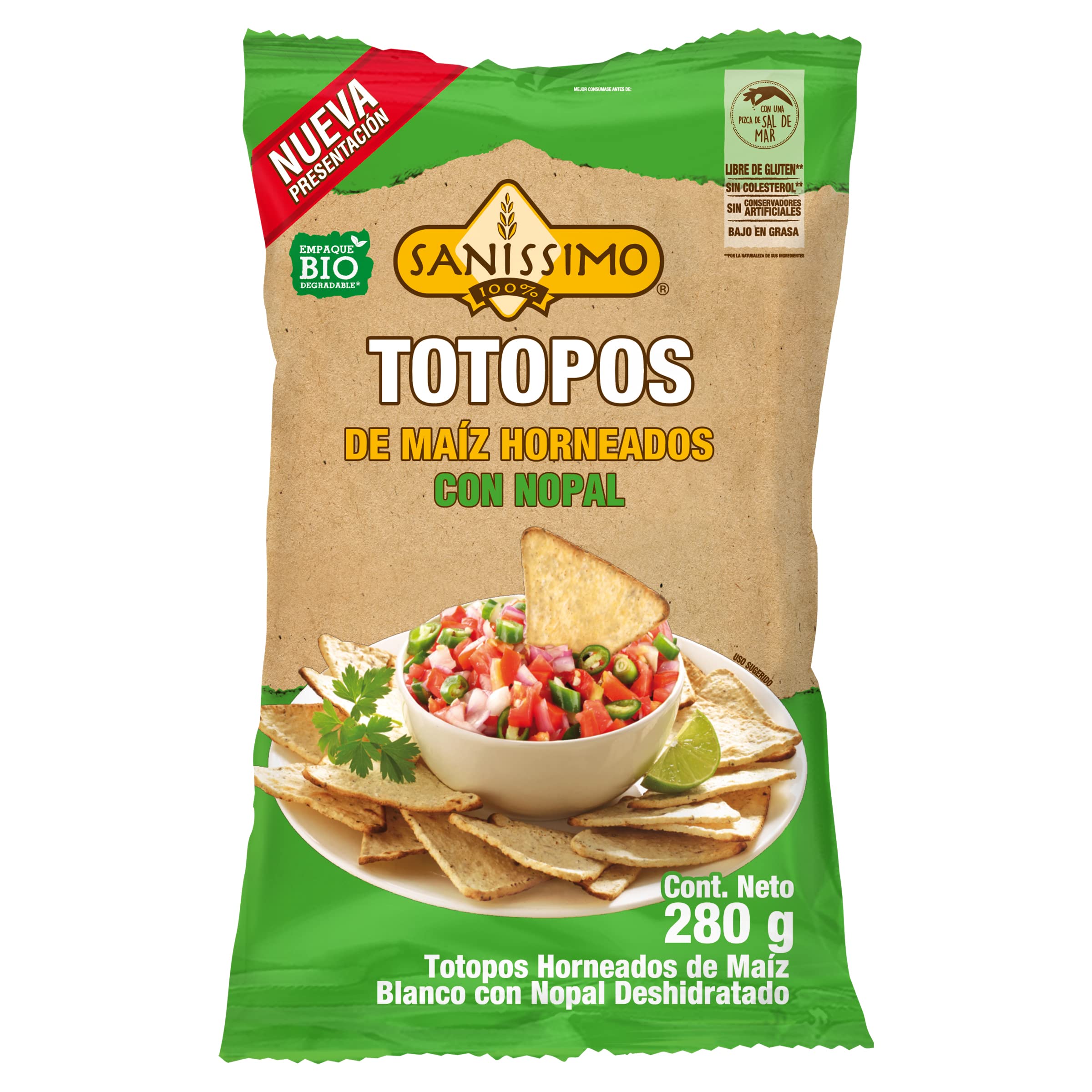 Sanissimo, Totopos de Maíz y Nopal Horneados, 280g : Amazon.com.mx ...
