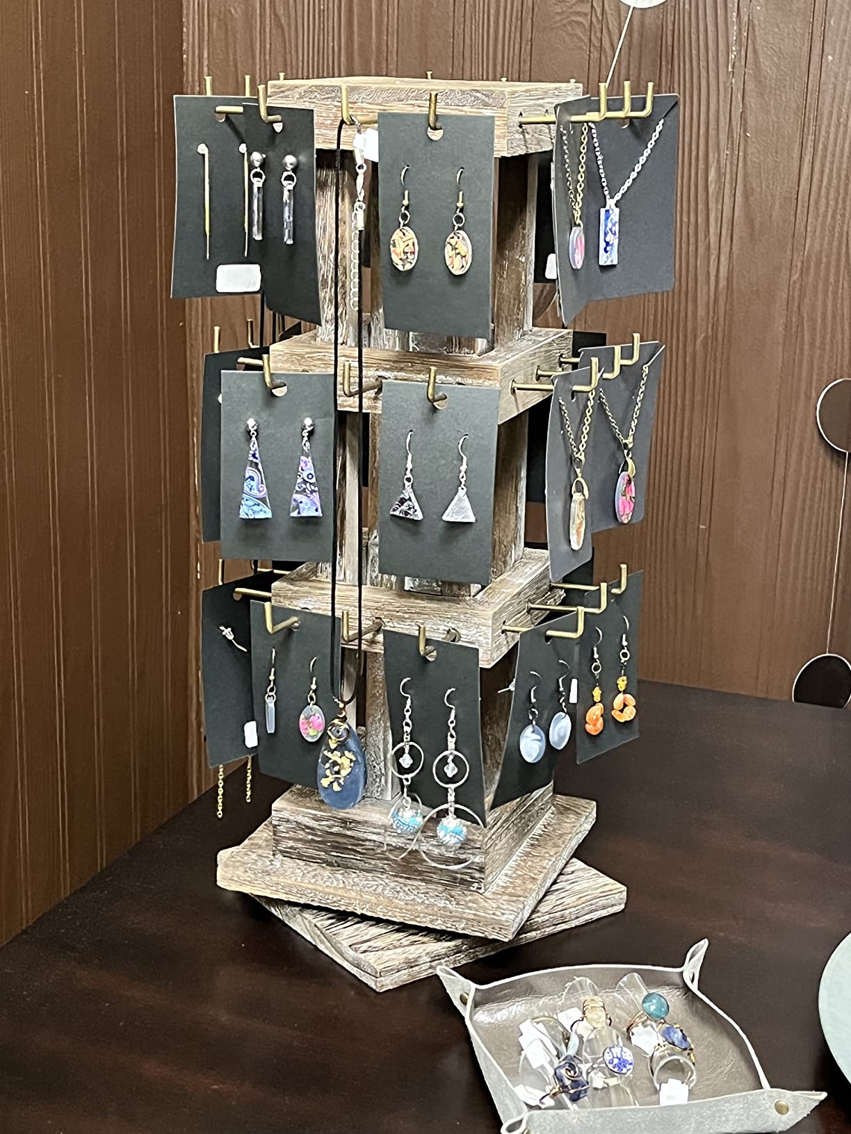 $8/mo - Finance Ikee Design Natural Wood Rotating 36 Hooks Jewelry ...
