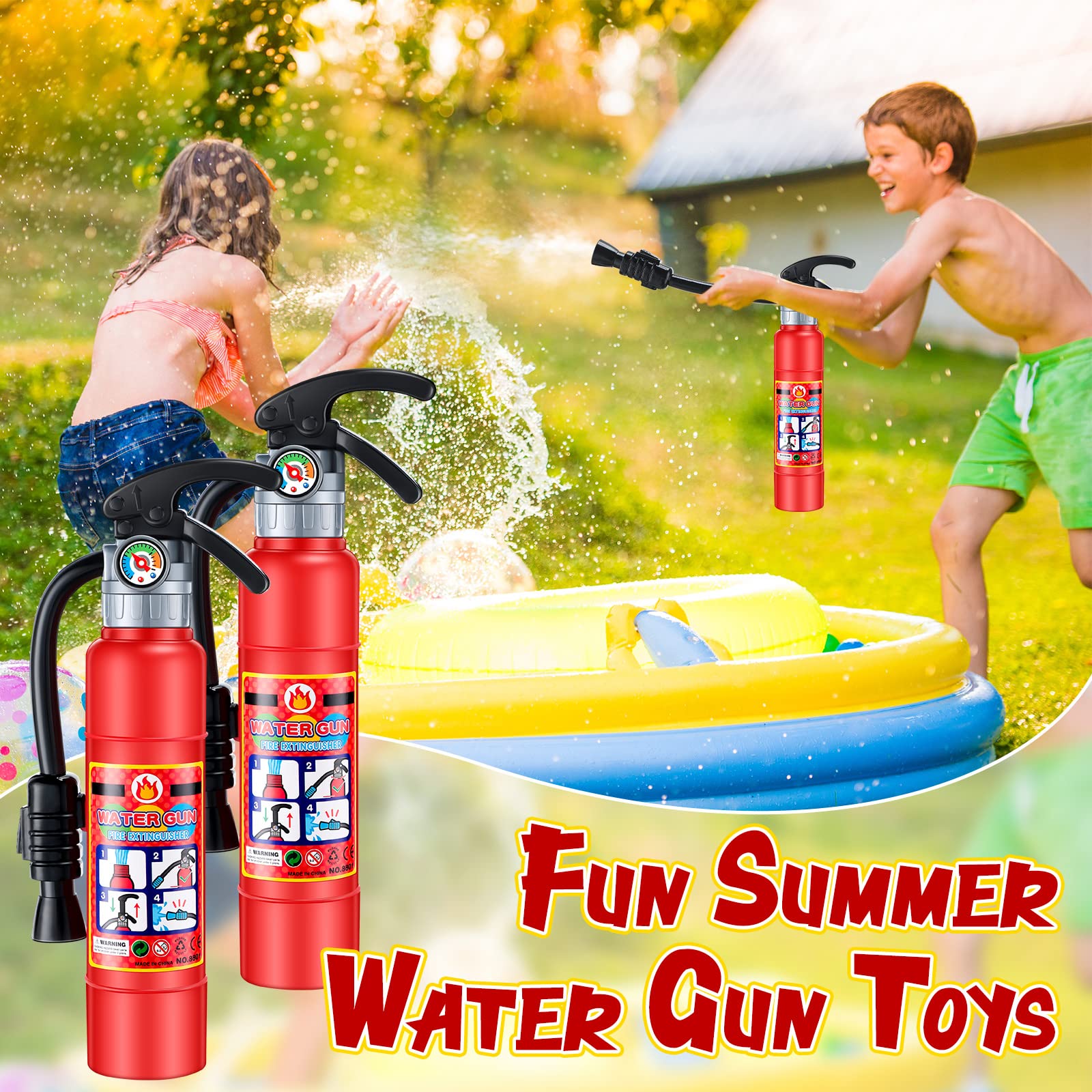 6 Pack 11 Inch Fire Extinguisher Water Squirt Toys, Beach Swimming Pool ...