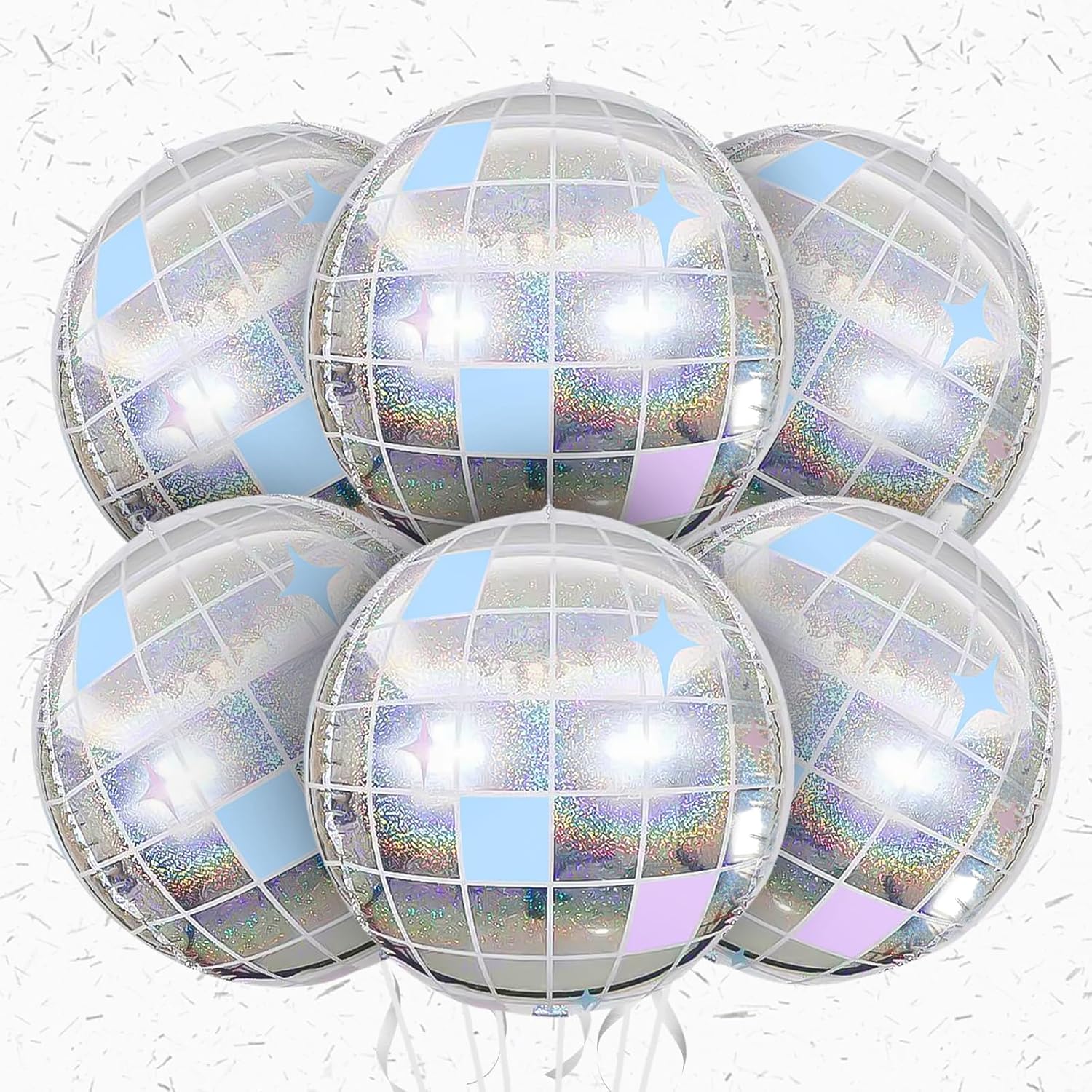 Amazon.com: 6Pcs Disco Ball Balloons Iridescent,22Inch Glitter Silver ...