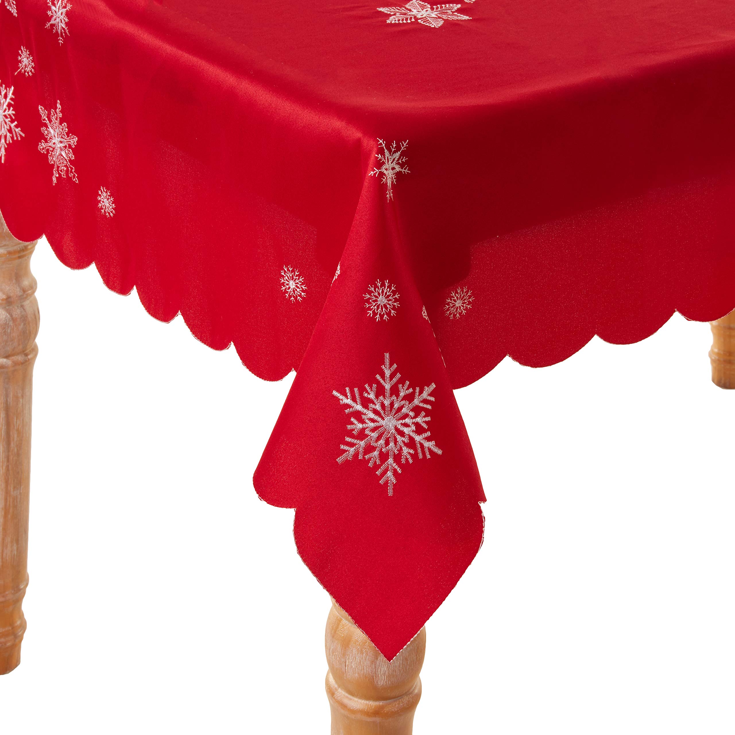 Amazon.com: Violet Linen Embroidered Red Christmas Table Topper, 36 ...