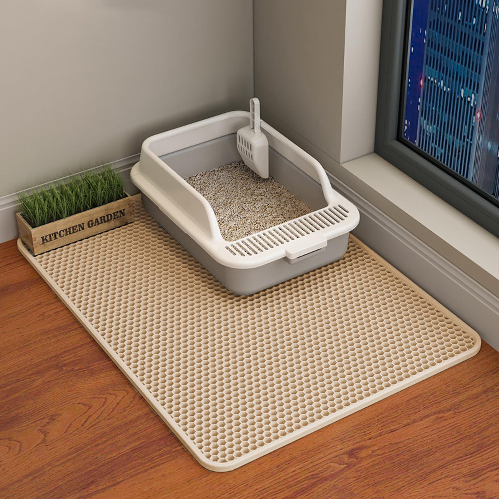 HCY&WLD Cat Litter Mat, 45x26/35x24/30x22/24x18 Inch Double Layer Cat ...
