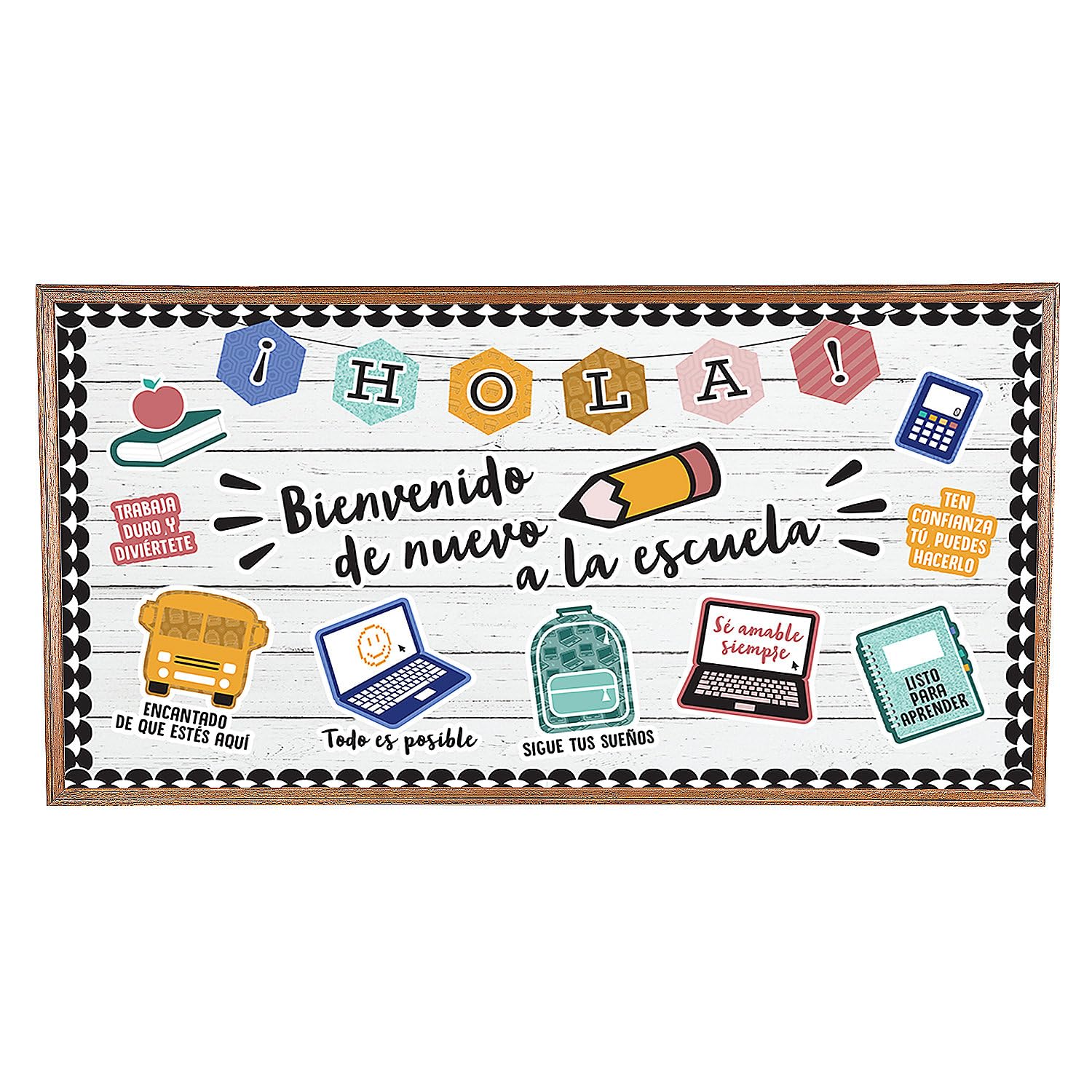 Amazon.com: Fun Express Spanish Back to School Bulletin Board Set - 46 ...