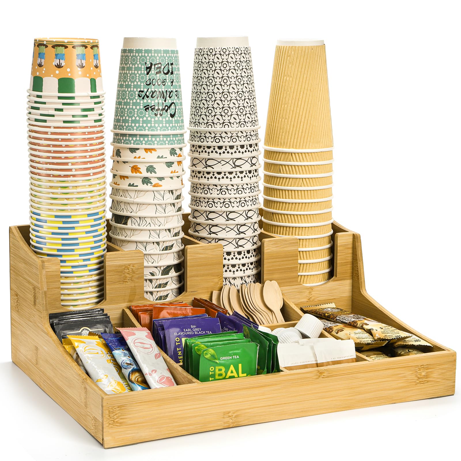 Amazon.com: Bamboo Coffee Station Organizer for Countertop, 13 ...