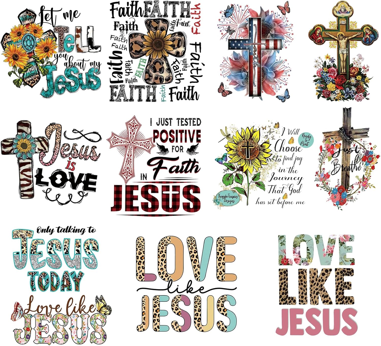 Amazon.com: Qusmeiyici 12PCS Small Size Cross Iron On Decals Thermal ...