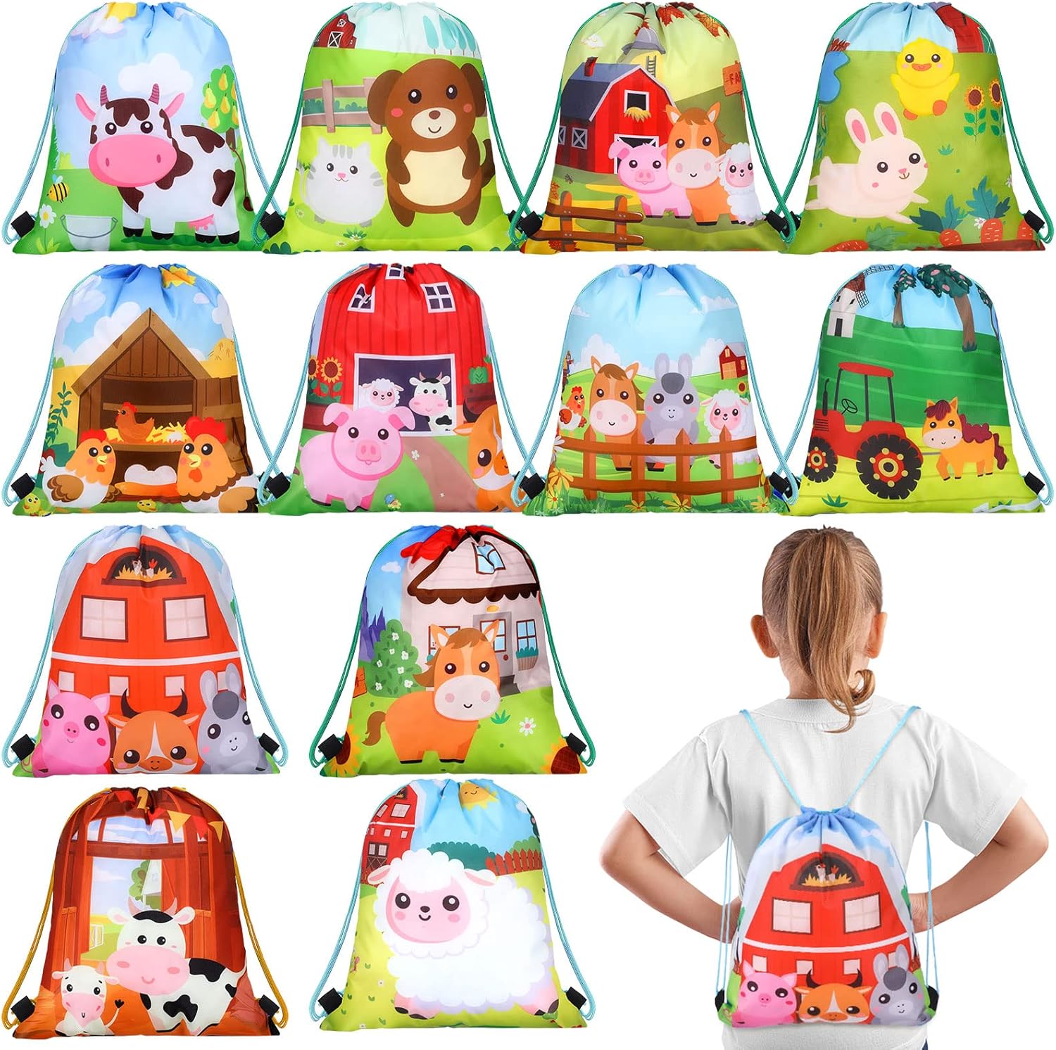 Amazon.com: Rtteri 24 Pack Farm Drawstring Bags 12 x 10 Inch Farm ...