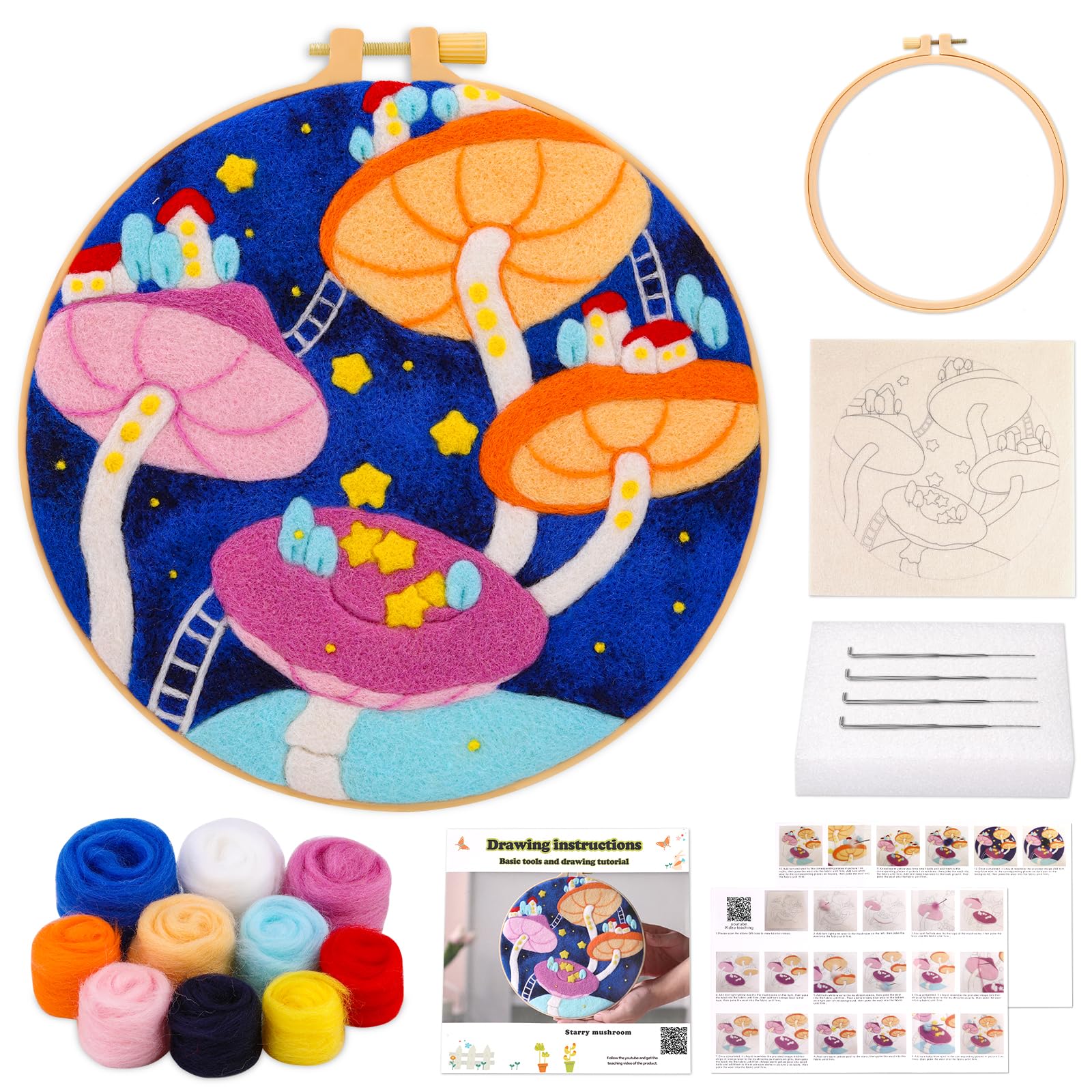 Amazon.com: Mayboos Needle Felt Starter Set, Felt Painting Kit for ...